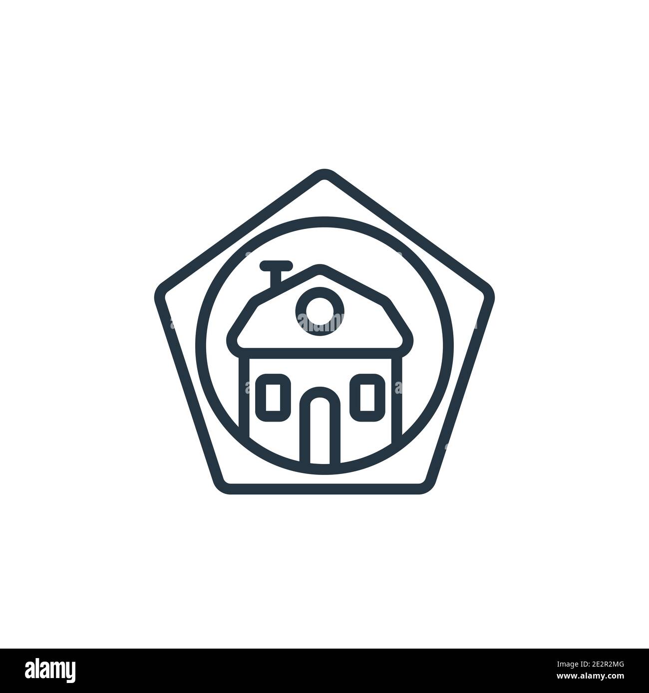 House badge outline vector icon. Thin line black house badge icon, flat ...