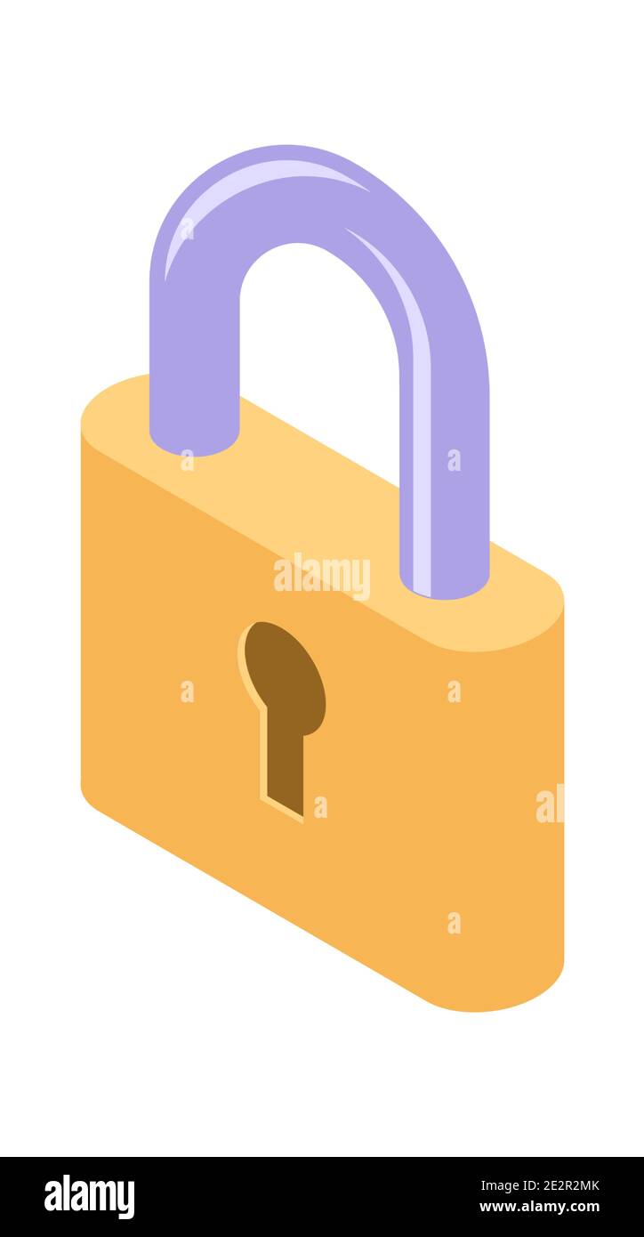 Lock isometric icon isolated vector illustration, protection and safety ...