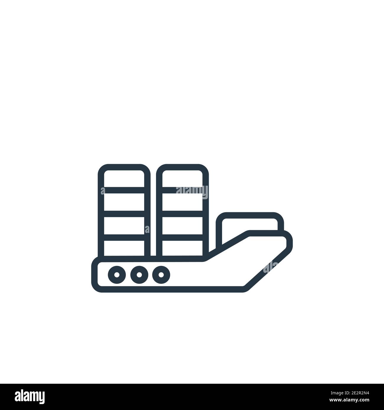 Sea ship with containers outline vector icon. Thin line black sea ship ...