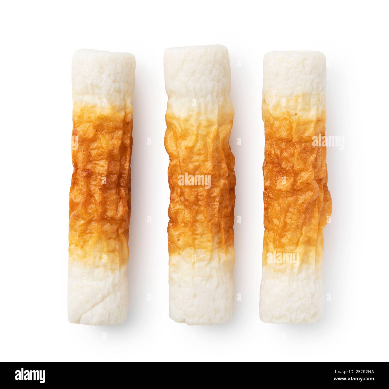 Japanese chikuwa placed on a white background. View from above Stock ...