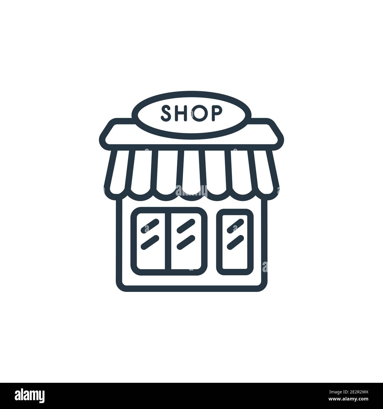 Shopping store outline vector icon. Thin line black shopping store icon ...