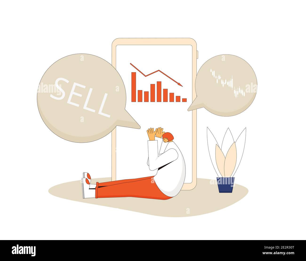 Stock market crash. Investor lost money. Angry female shareholder ...