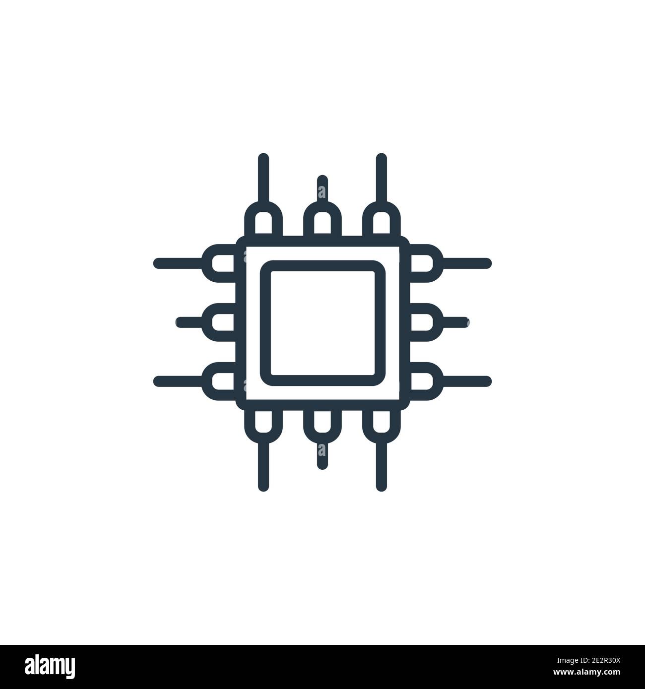 Computer chip outline vector icon. Thin line black computer chip icon ...