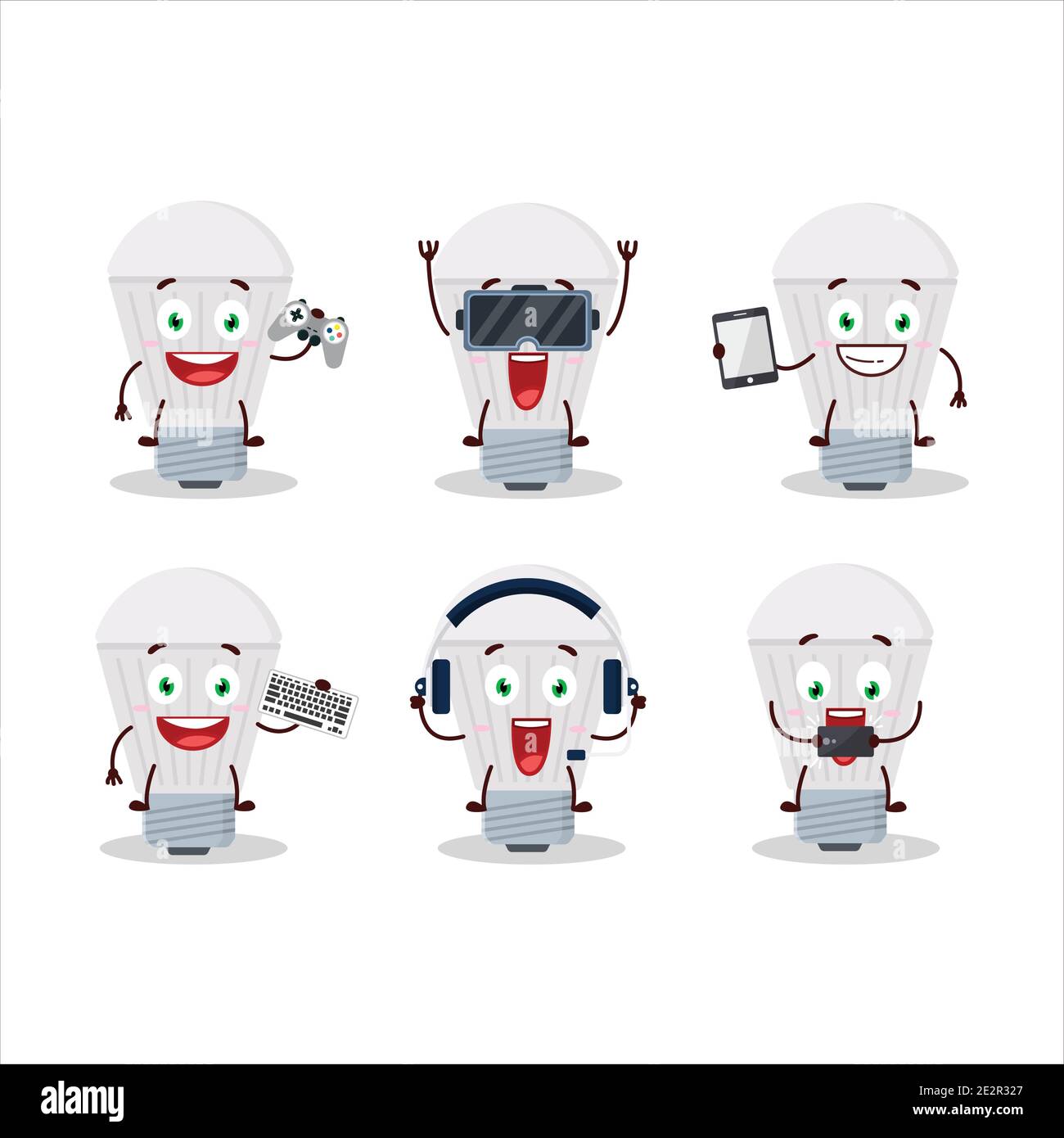 Led cartoon character are playing games with various cute emoticons ...