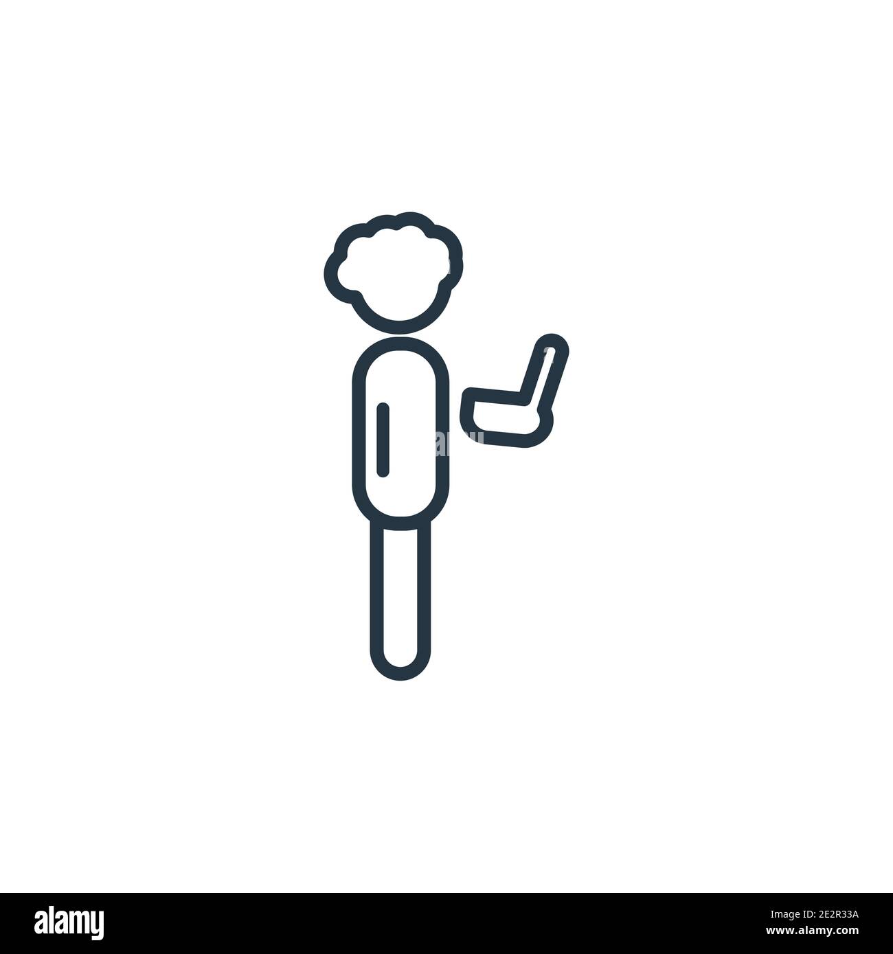 Man looking outline vector icon. Thin line black man looking icon, flat ...