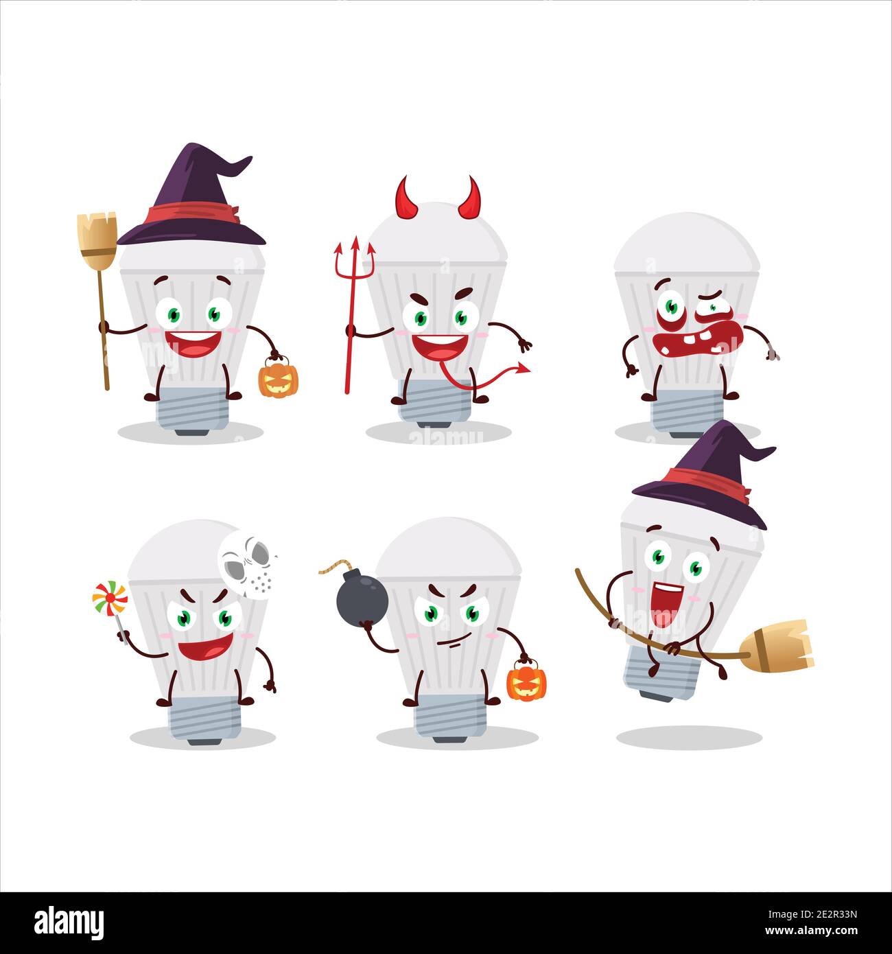 Halloween expression emoticons with cartoon character of led. Vector ...