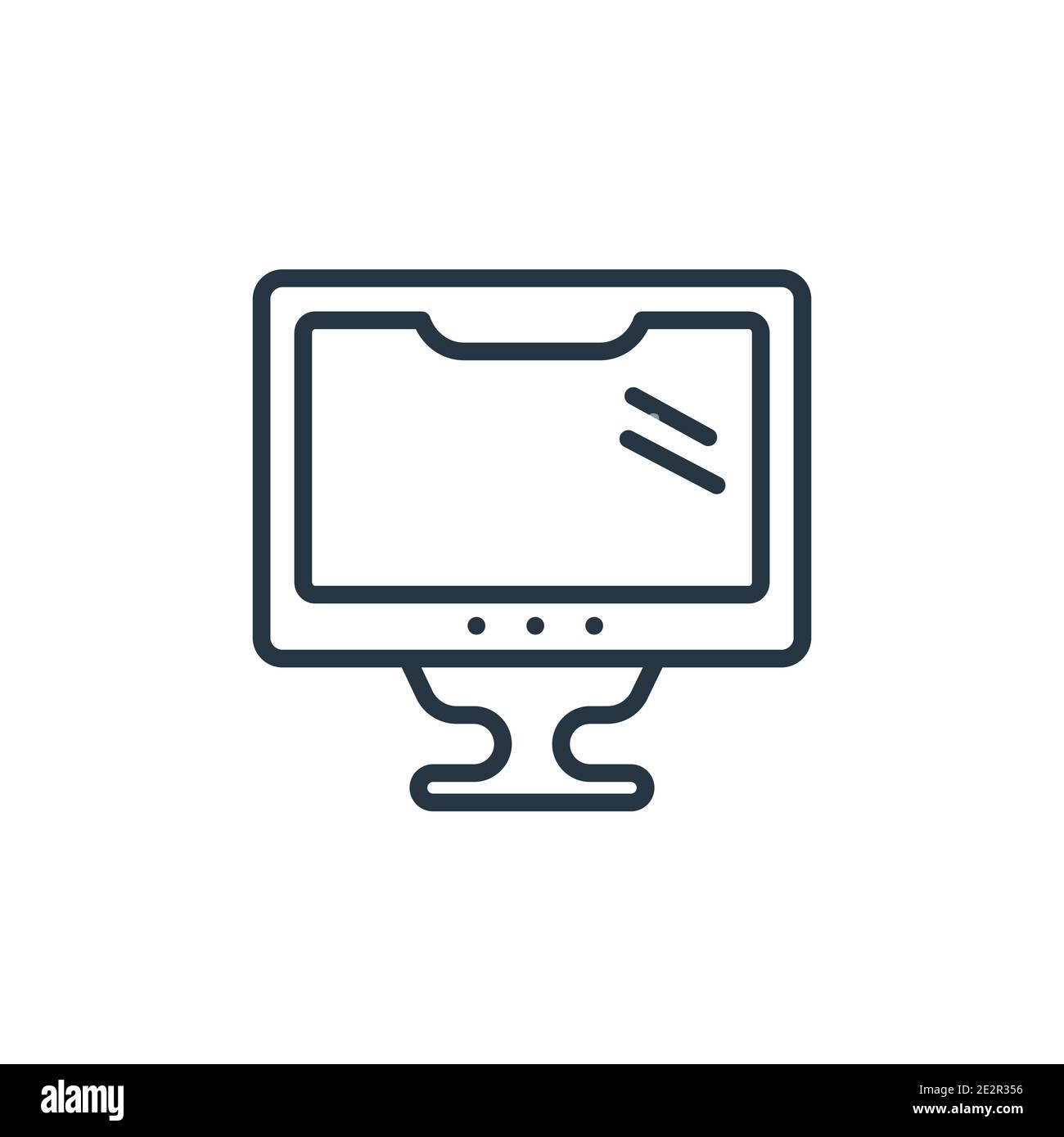 Computer and monitor outline vector icon. Thin line black computer and monitor icon, flat vector ...
