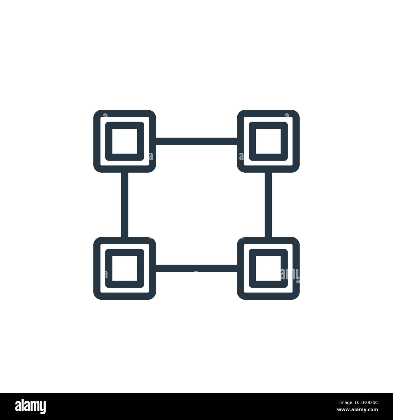 Blokchain block outline vector icon. Thin line black blokchain block ...