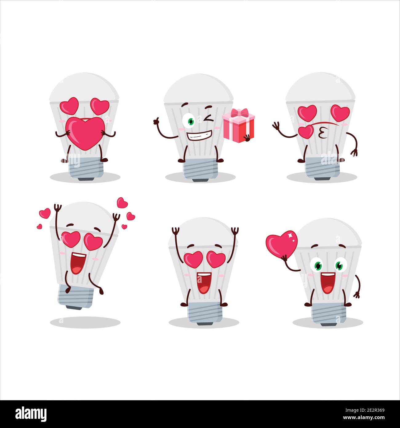 Led cartoon character with love cute emoticon. Vector illustration ...