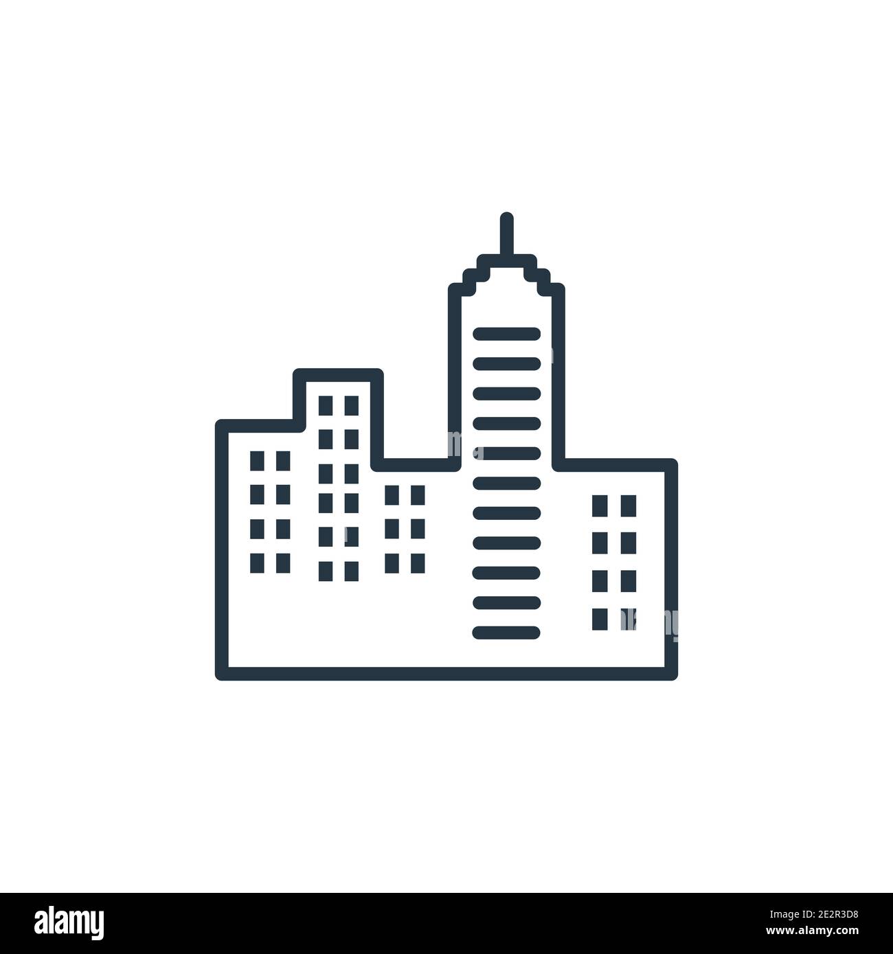 Skyline outline vector icon. Thin line black skyline icon, flat vector ...