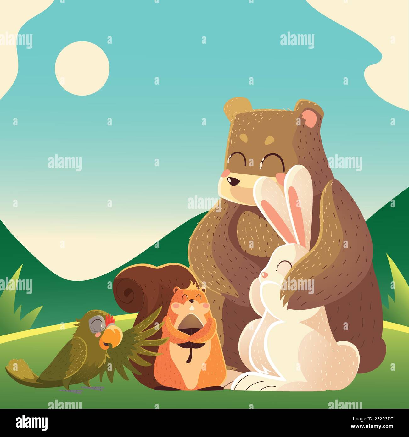 Rabbit And Bear Cartoon