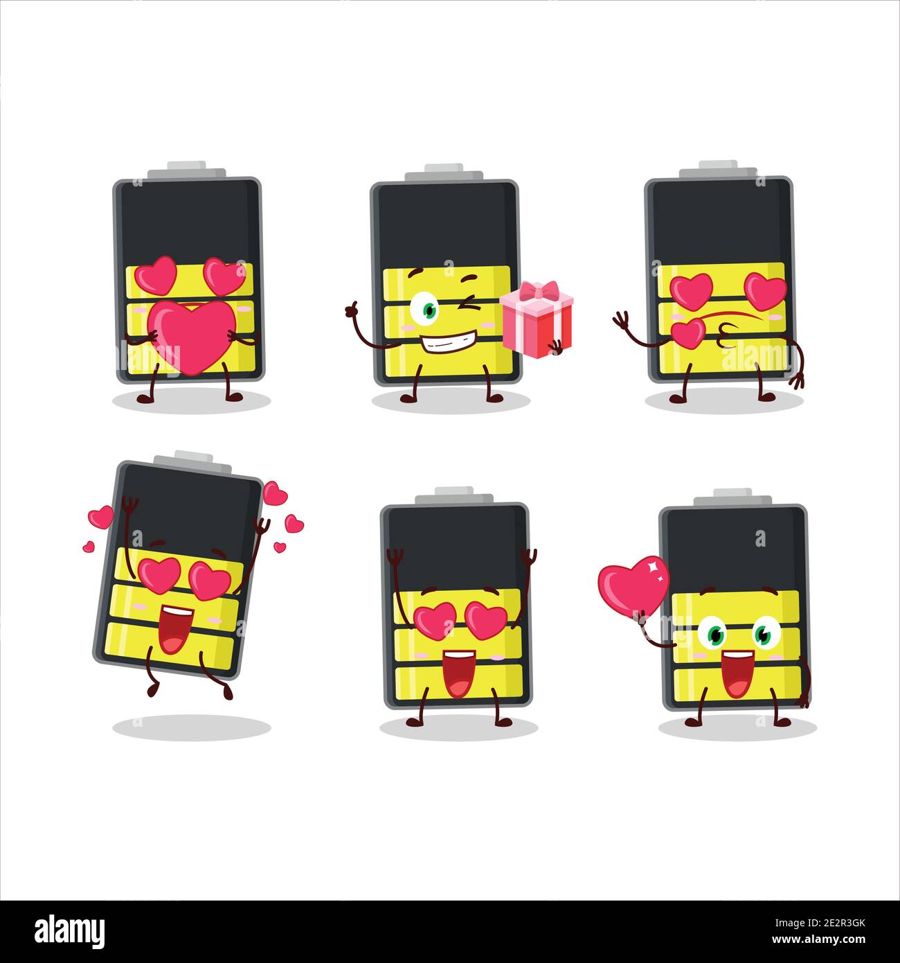 Medium battery cartoon character with love cute emoticon. Vector ...