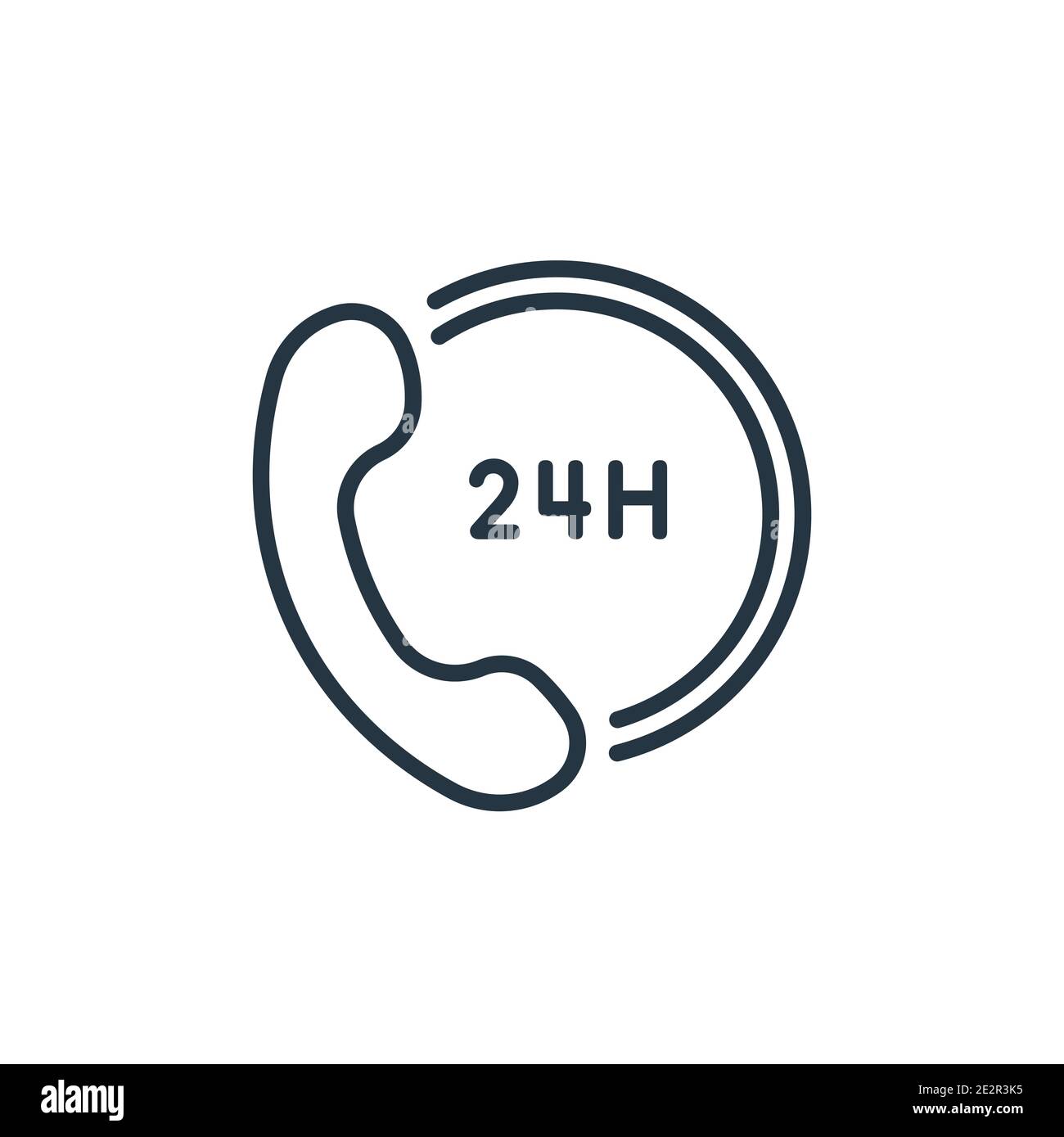 24 hours outline vector icon. Thin line black 24 hours icon, flat ...