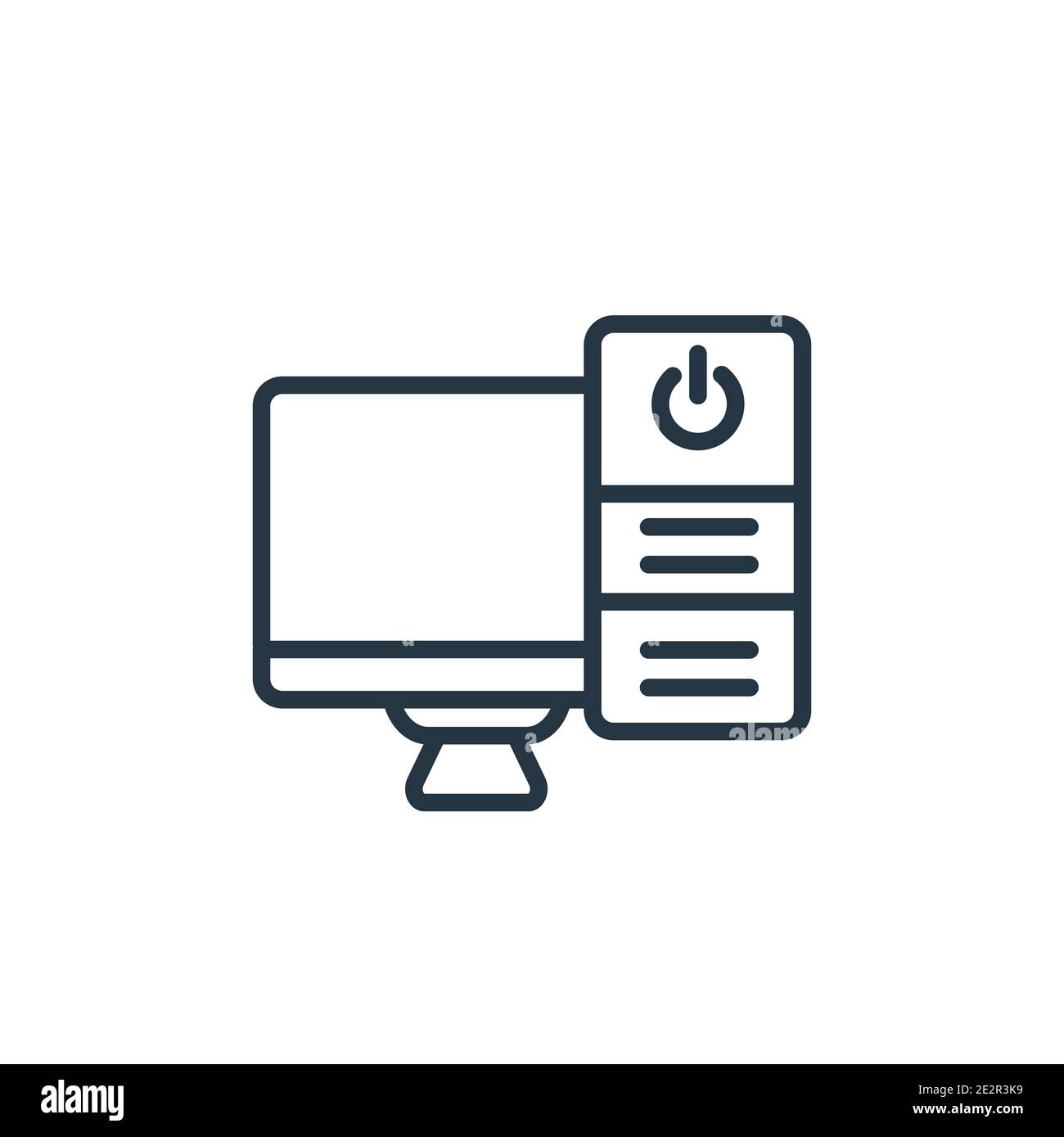 Computer Tower And Monitor Outline Vector Icon Thin Line Black Computer Tower And Monitor Icon