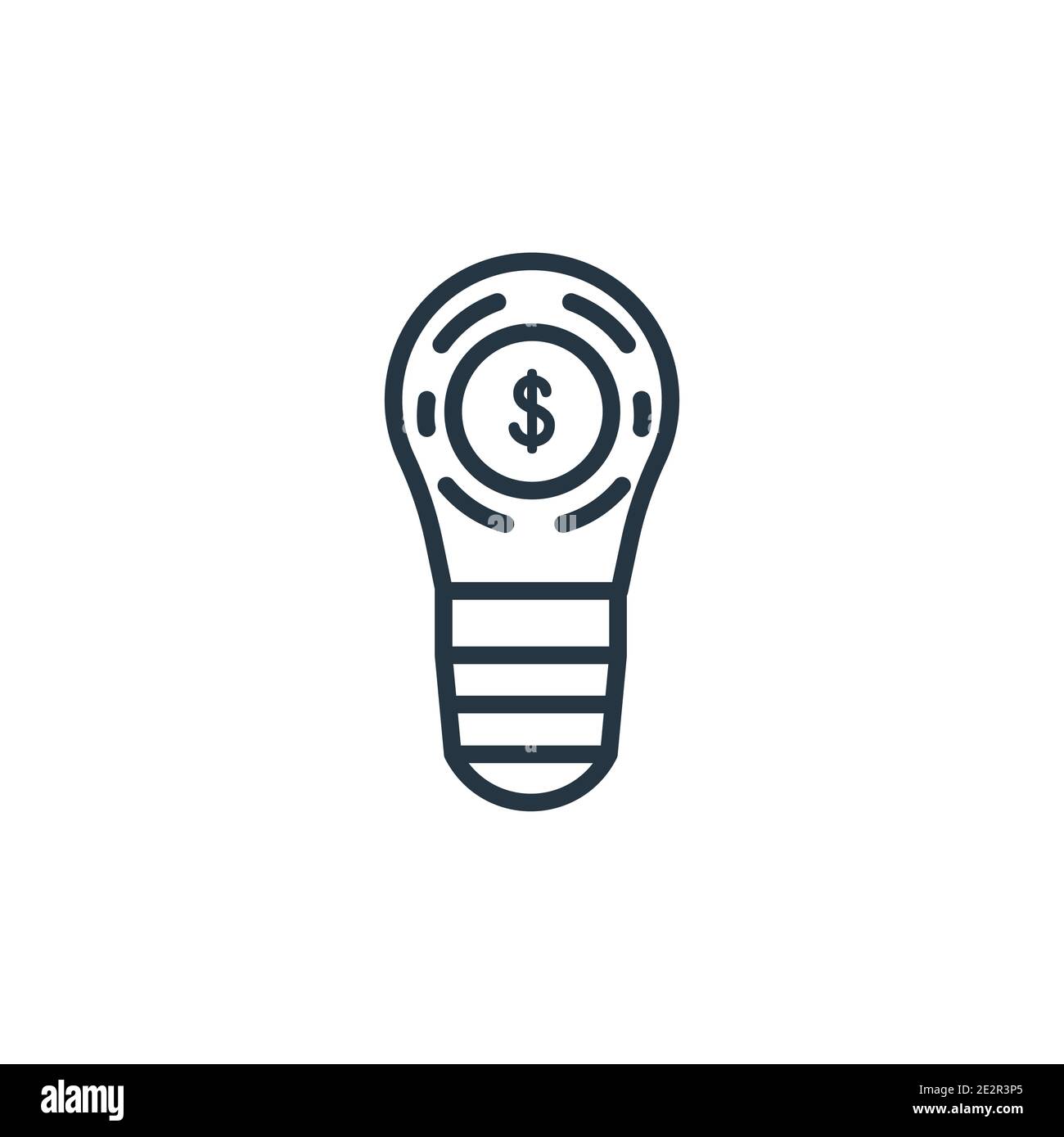 Light bulb outline vector icon. Thin line black light bulb icon, flat vector simple element ...