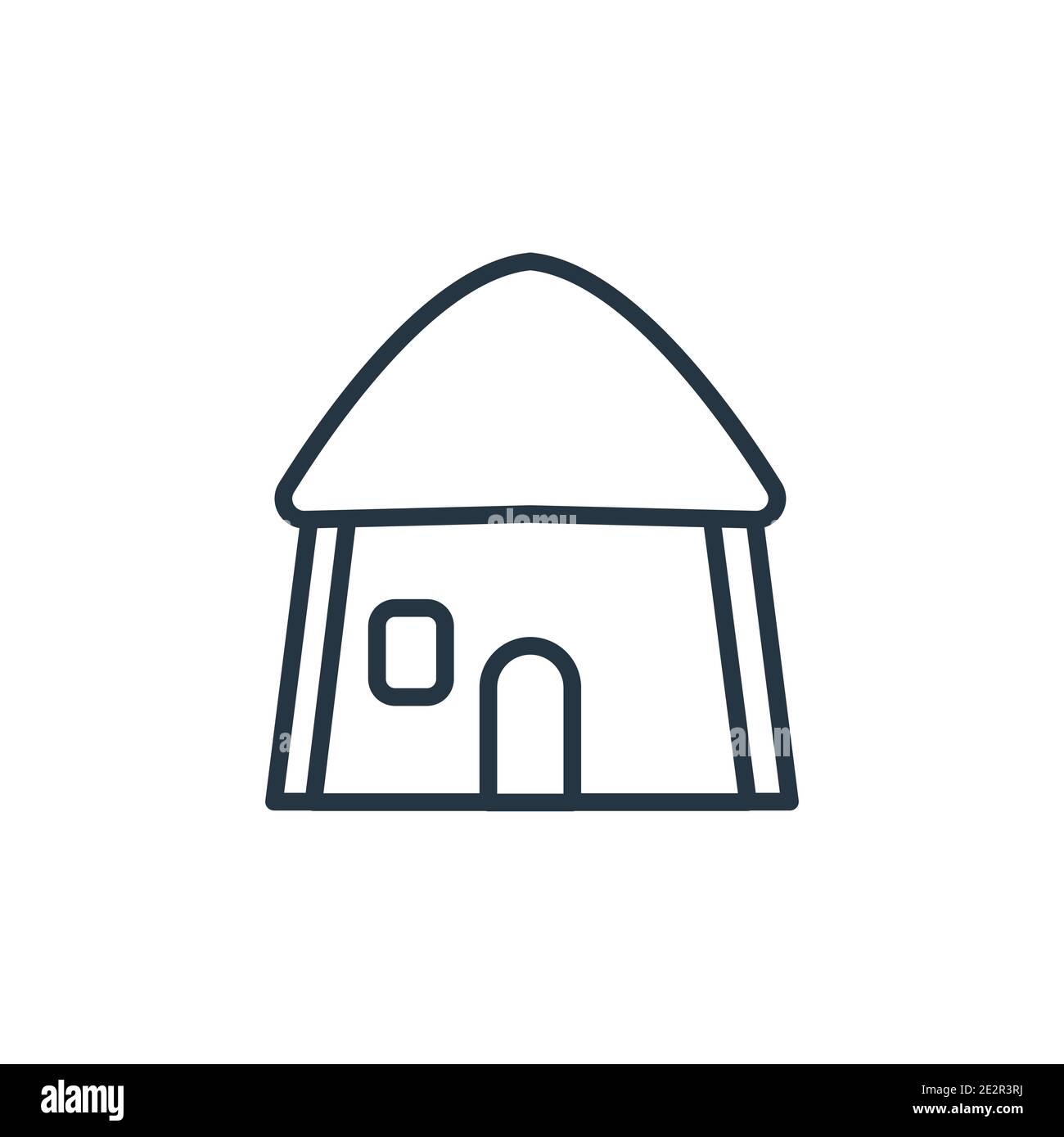 Mud hut outline vector icon. Thin line black mud hut icon, flat vector simple element ...