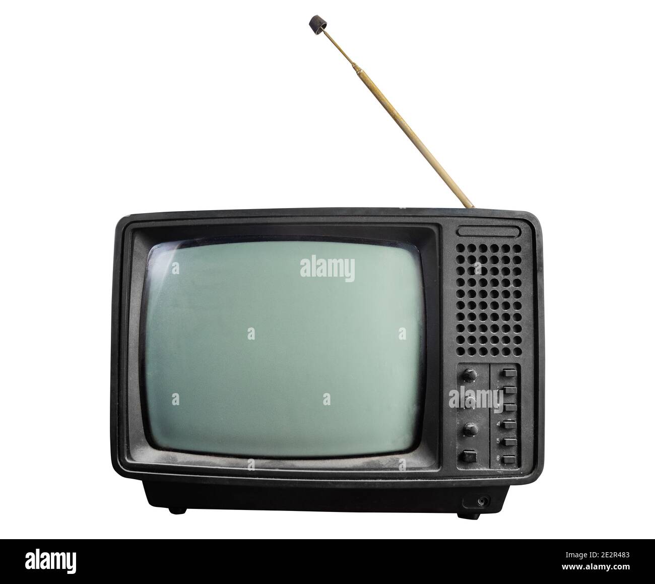 Isolated photo of an old black soviet tv set on white background Stock ...