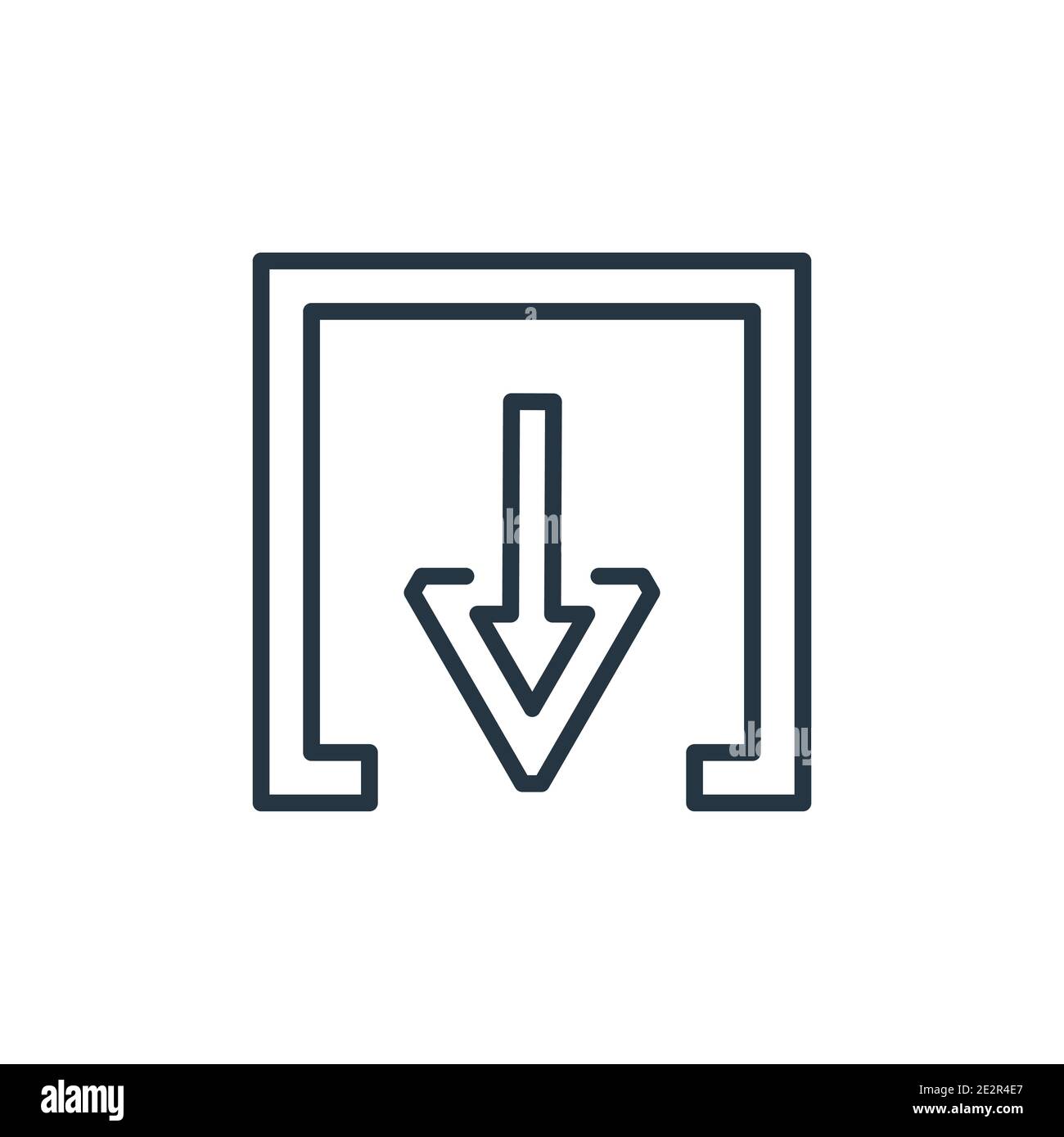 Exit down outline vector icon. Thin line black exit down icon, flat ...