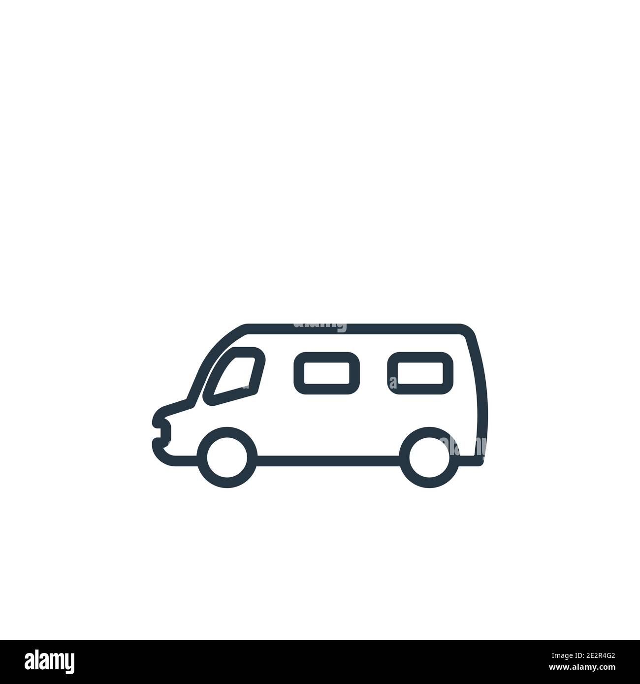Cargo bus outline vector icon. Thin line black cargo bus icon, flat ...