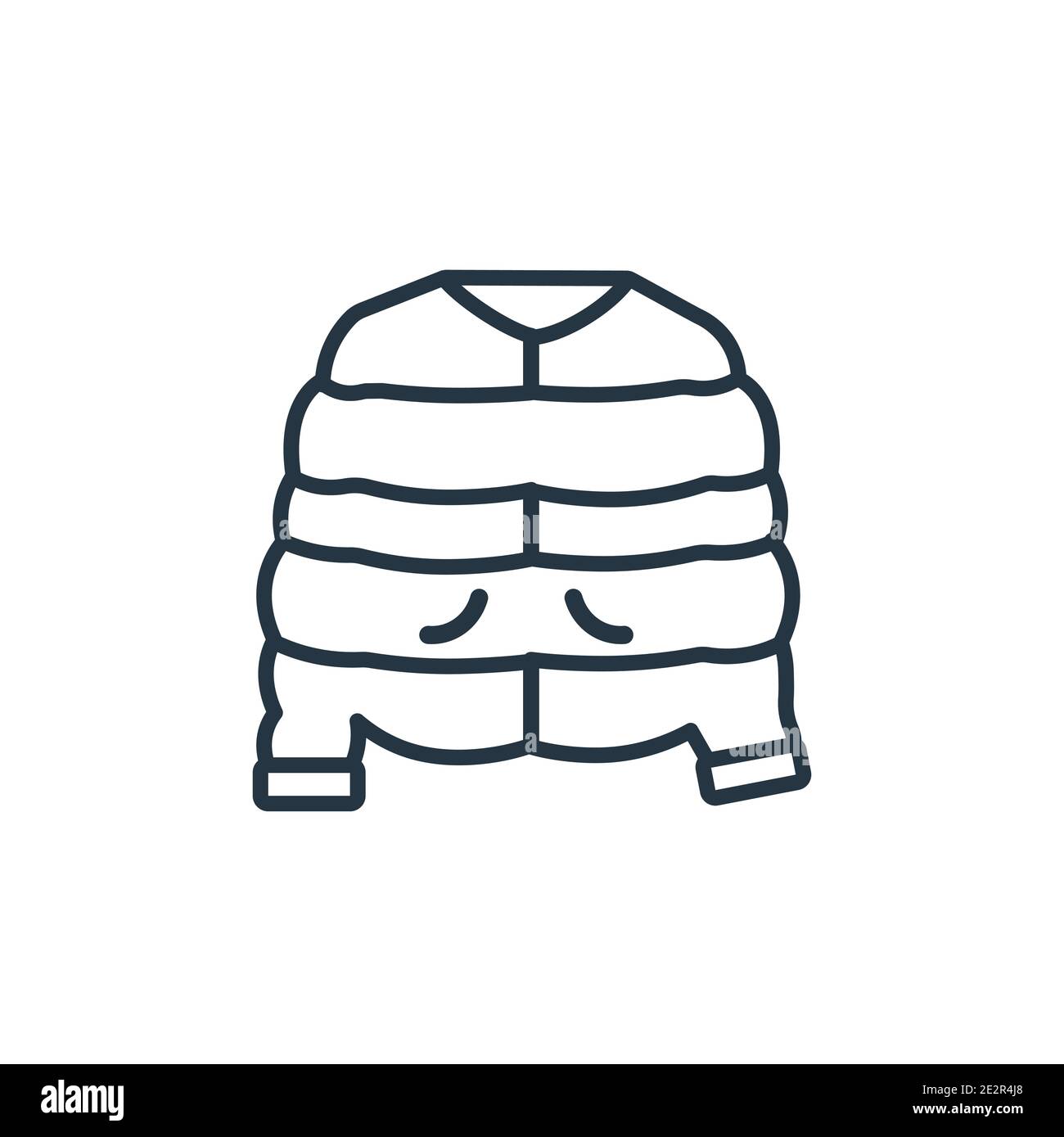 Puffer jacket outline vector icon. Thin line black puffer jacket icon ...