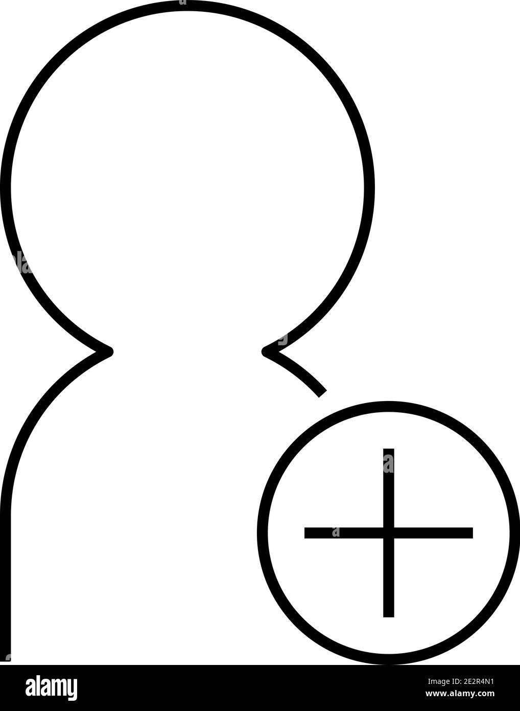 Add user or person - modern thin line icon with small plus symbol in ...