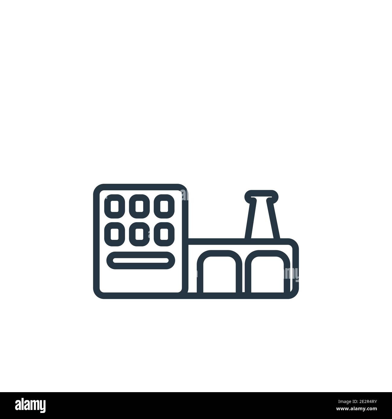 Factory outline vector icon. Thin line black factory icon, flat vector ...
