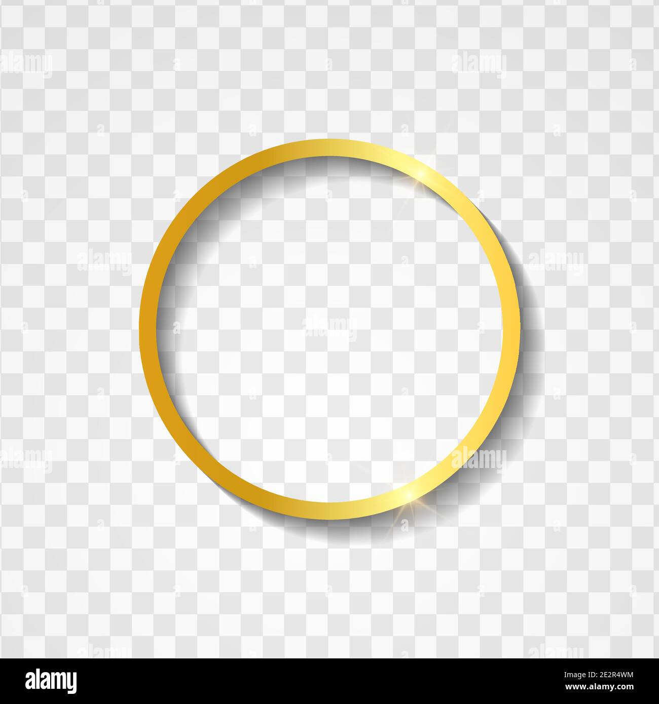 Minimalist metallic gold circle frame with text space on transparent ...