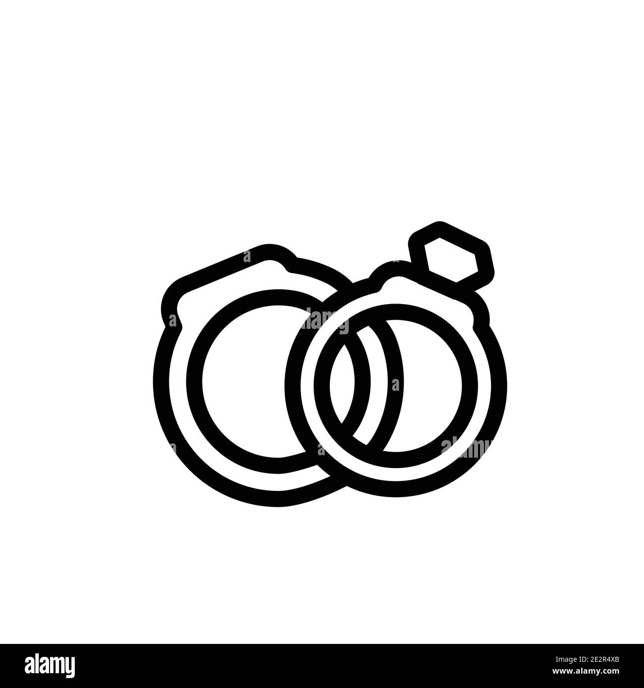 Wedding rings outline vector icon. Thin line black wedding rings icon ...
