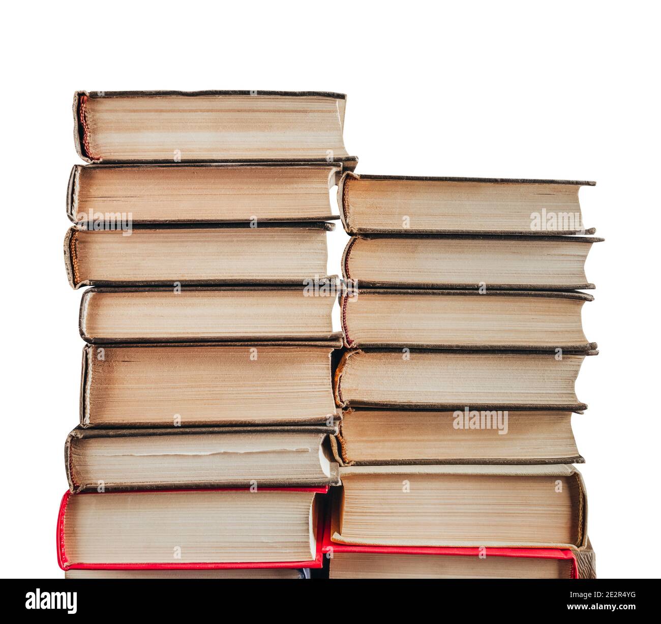 Isoltated photo of an old antique stack of books on white background ...
