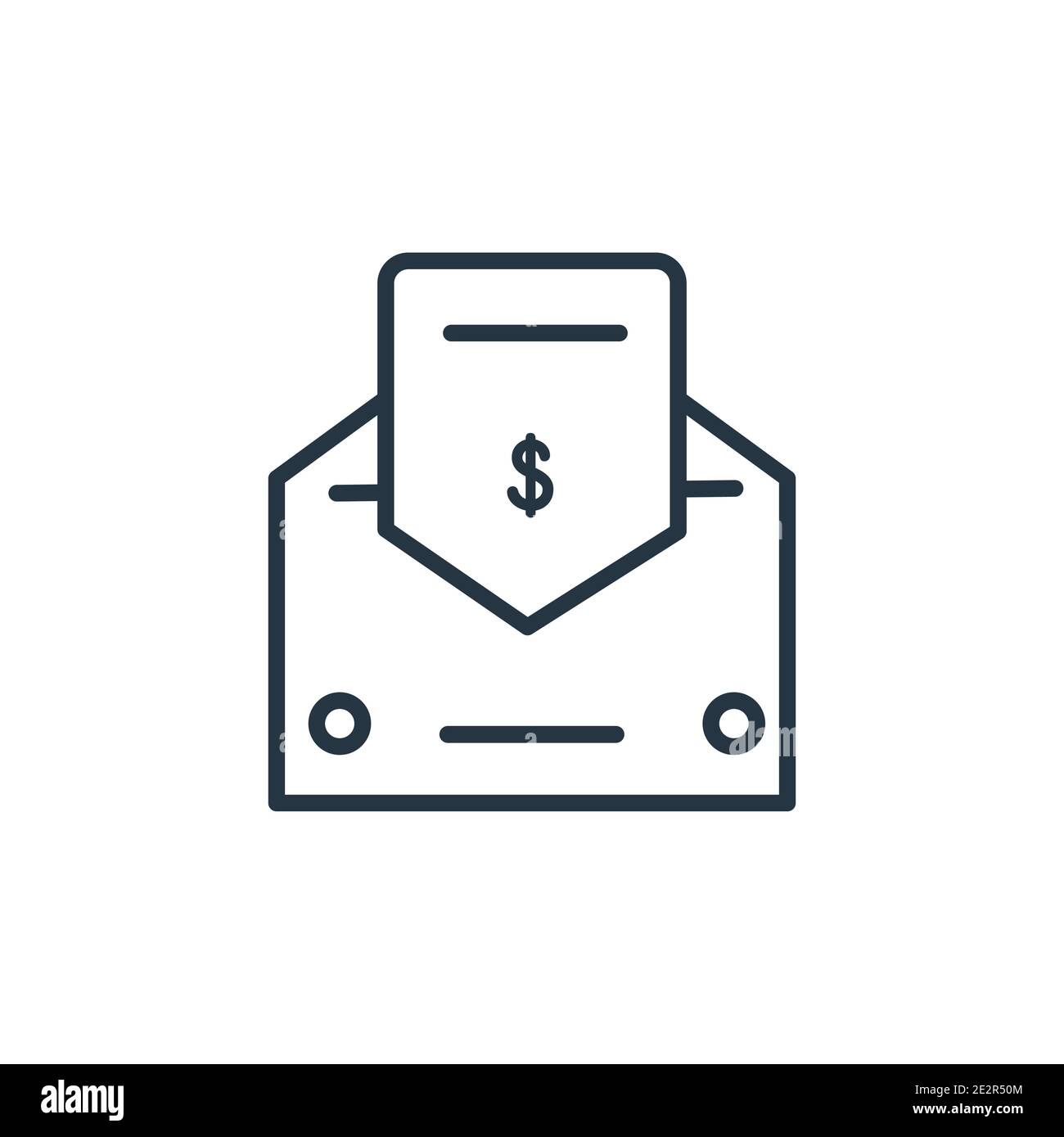 Envelope with money inside outline vector icon. Thin line black ...