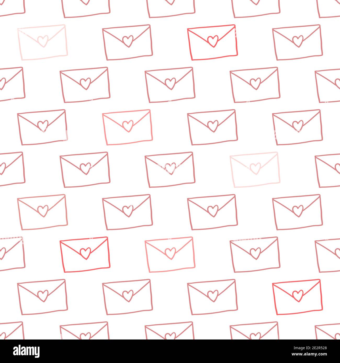 Valentines Day theme doodle Seamless pattern of hand drawn mail letter ...