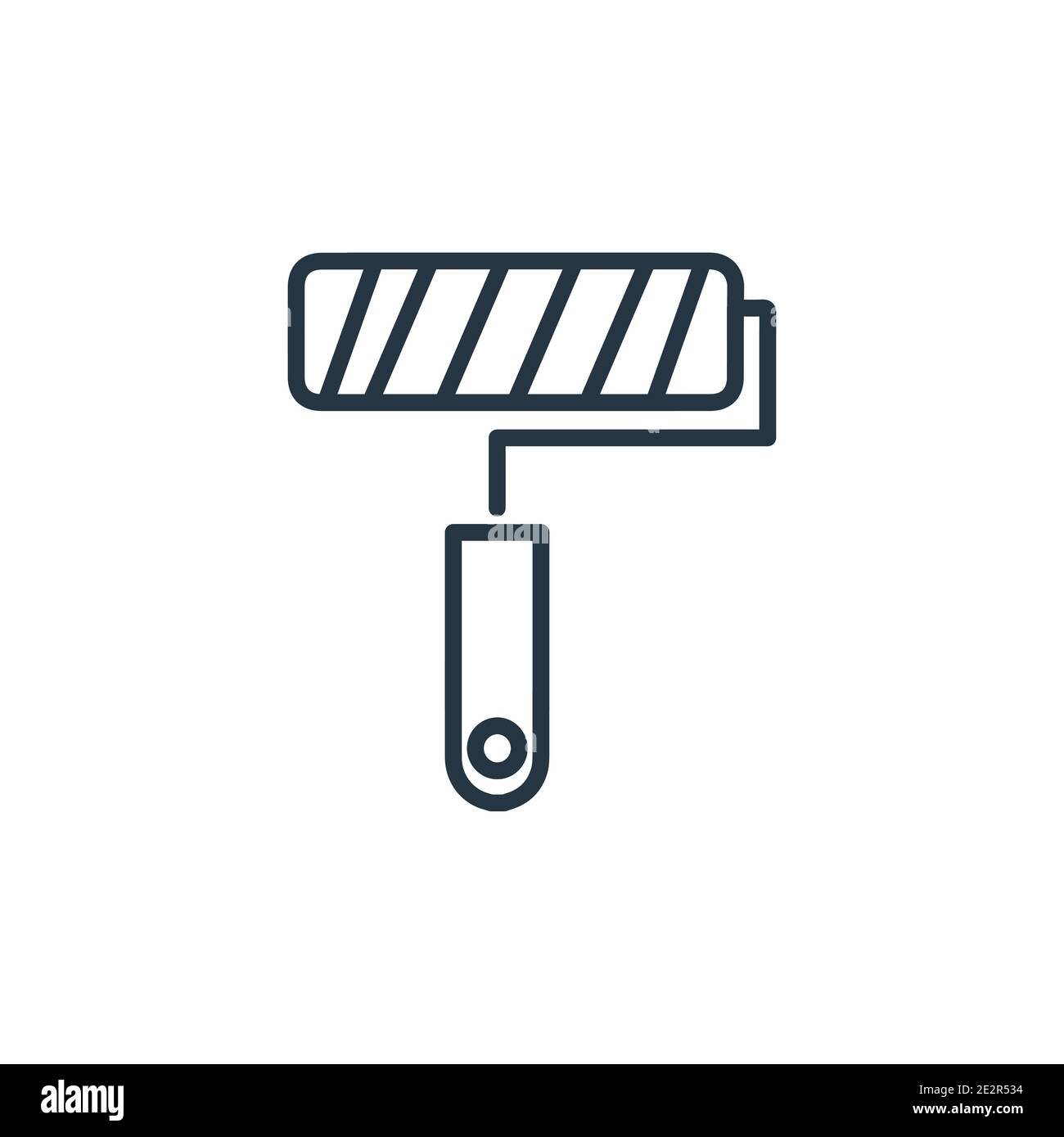 Paint roller outline vector icon. Thin line black paint roller icon ...
