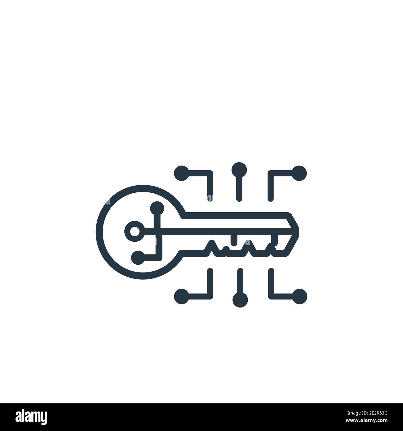 Digital key outline vector icon. Thin line black digital key icon, flat ...