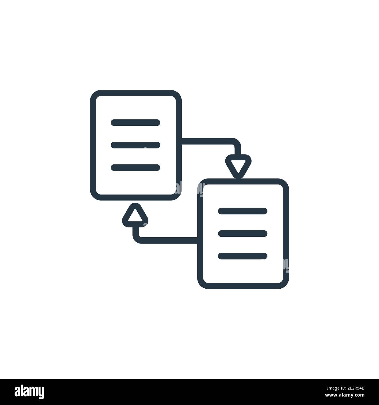 Synchronization outline vector icon. Thin line black synchronization icon, flat vector simple ...