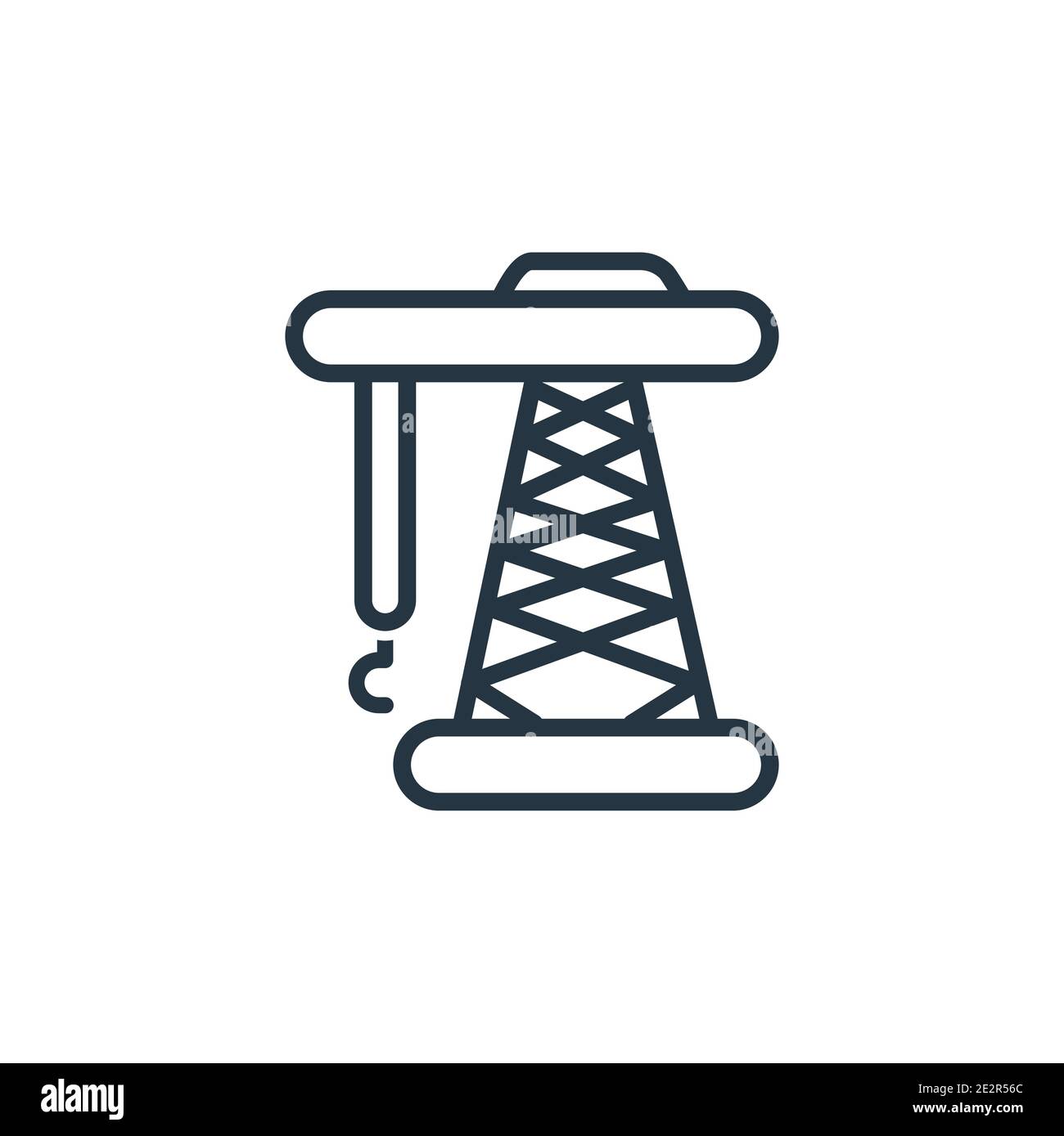 Derrick facing right outline vector icon. Thin line black derrick ...