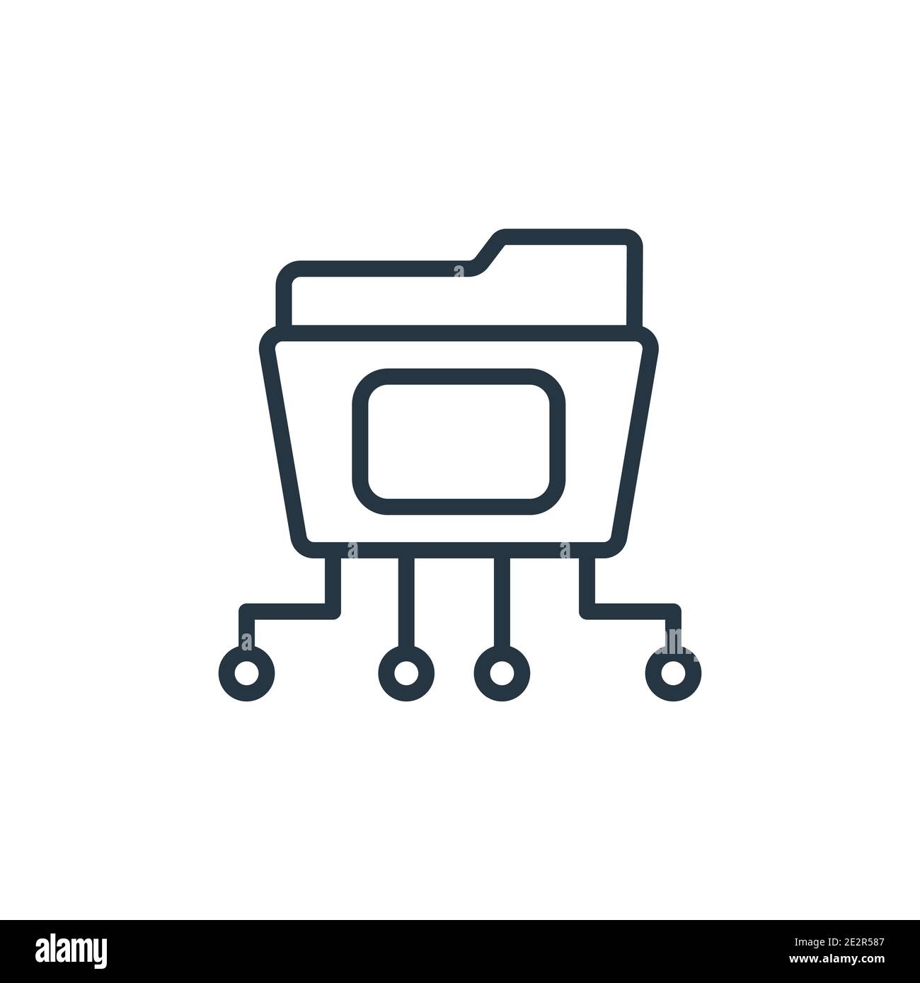 Folder connected circuit outline vector icon. Thin line black folder ...