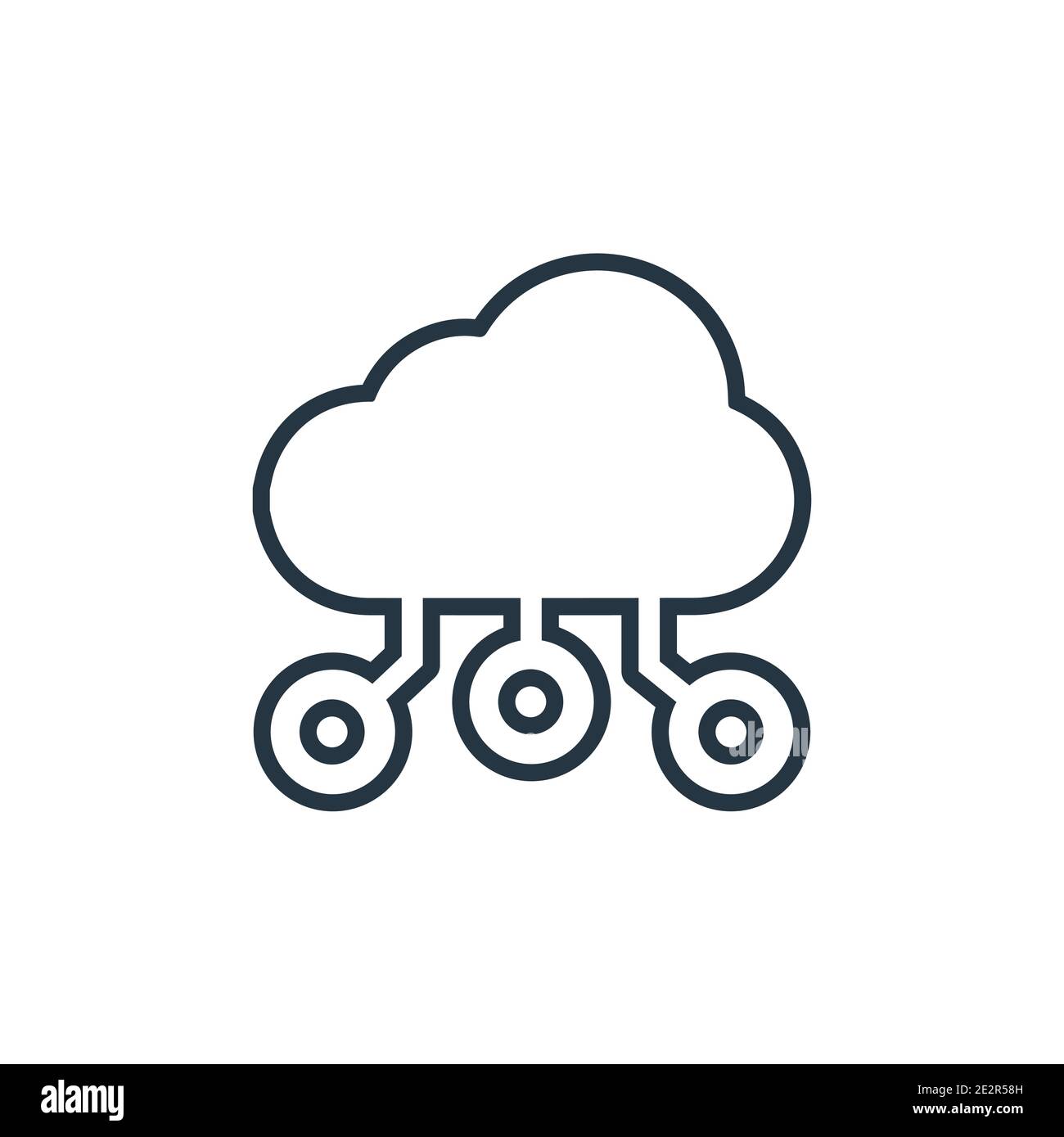 Cloud intelligence outline vector icon. Thin line black cloud ...