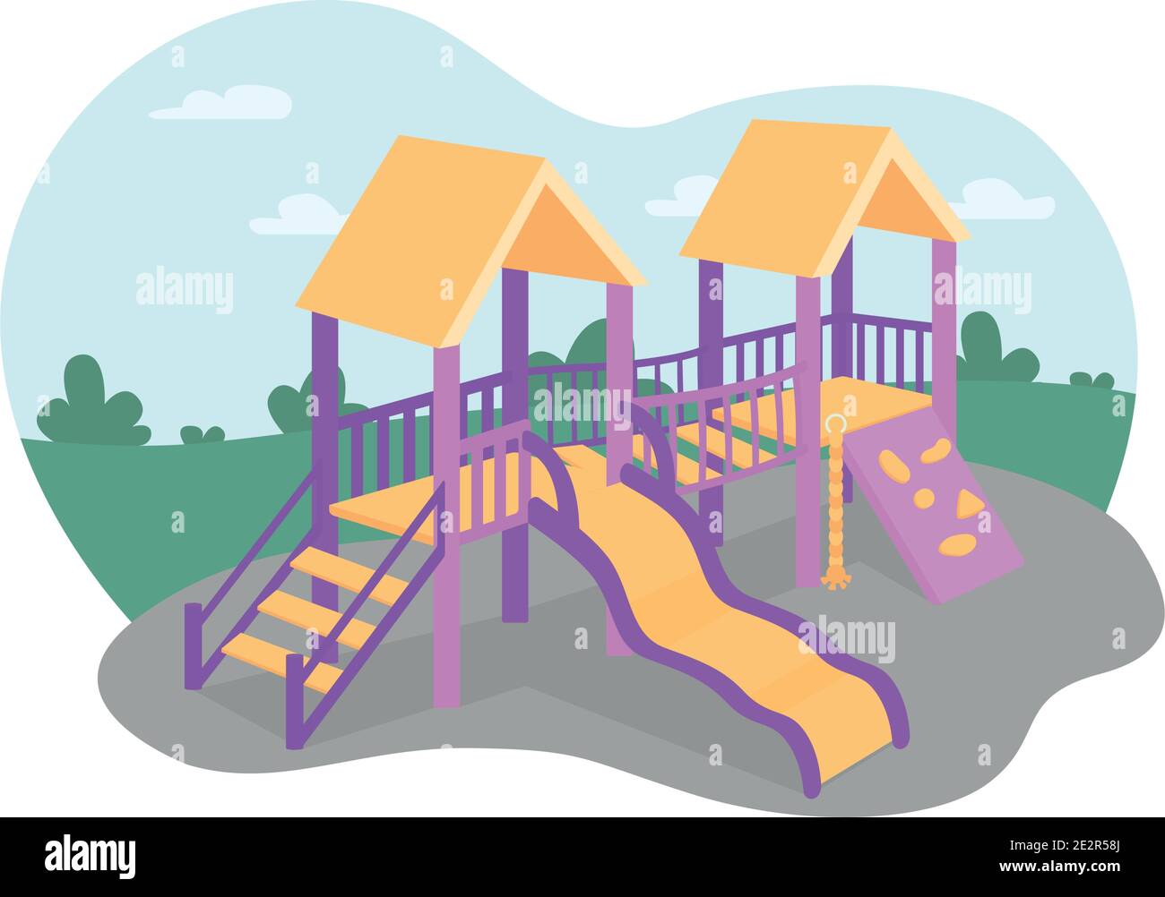 Outdoors playground 2D vector web banner, poster Stock Vector Image ...