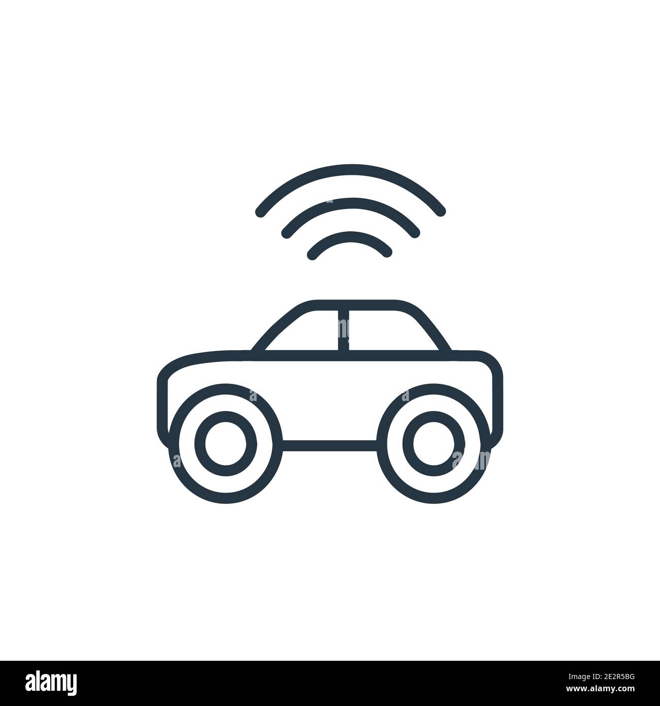 Driverless autonomous car outline vector icon. Thin line black ...