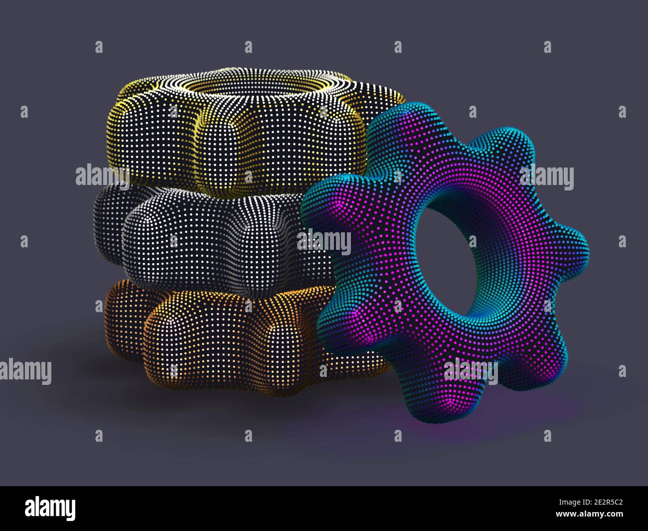 3d illustration gears system Stock Vector Images - Alamy