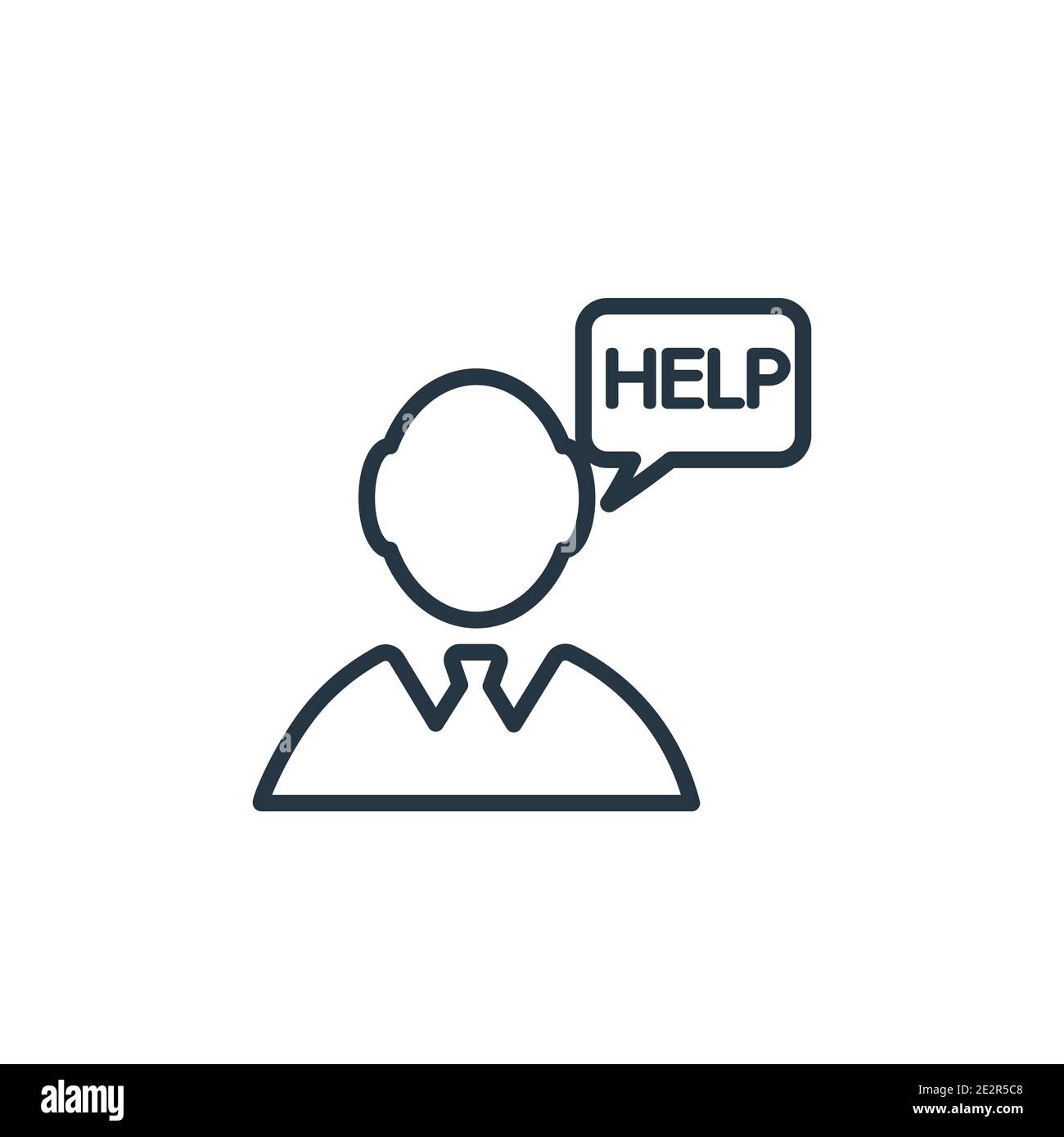 Help outline vector icon. Thin line black help icon, flat vector simple ...