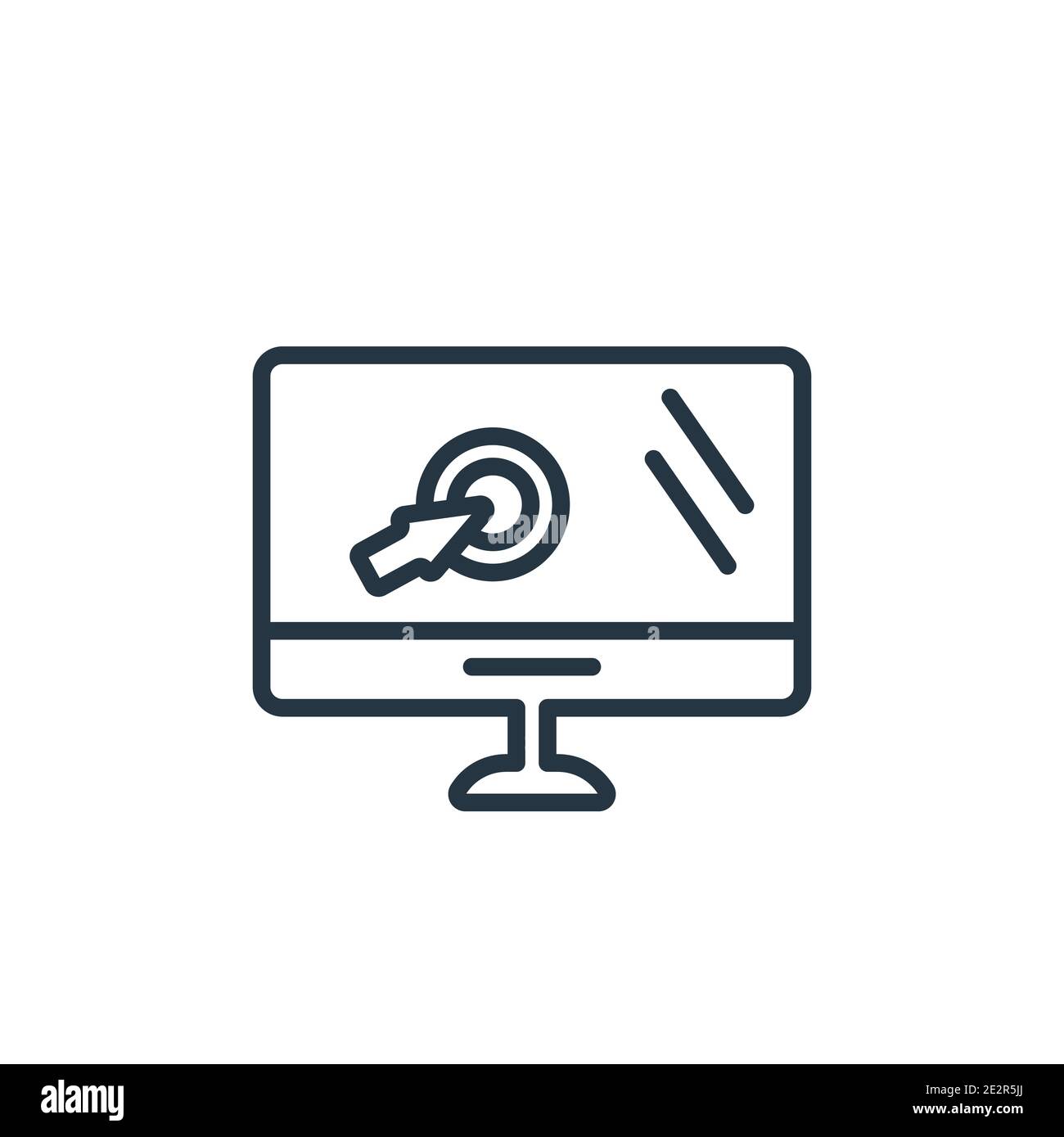 Monitor with mouse cursor outline vector icon. Thin line black monitor with mouse cursor icon ...