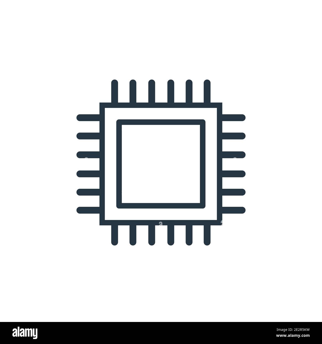 Chip outline vector icon. Thin line black chip icon, flat vector simple ...