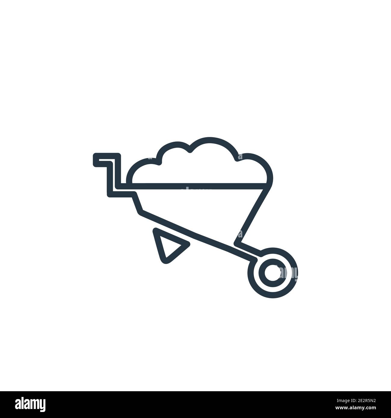 Wheel barrow outline vector icon. Thin line black wheel barrow icon ...