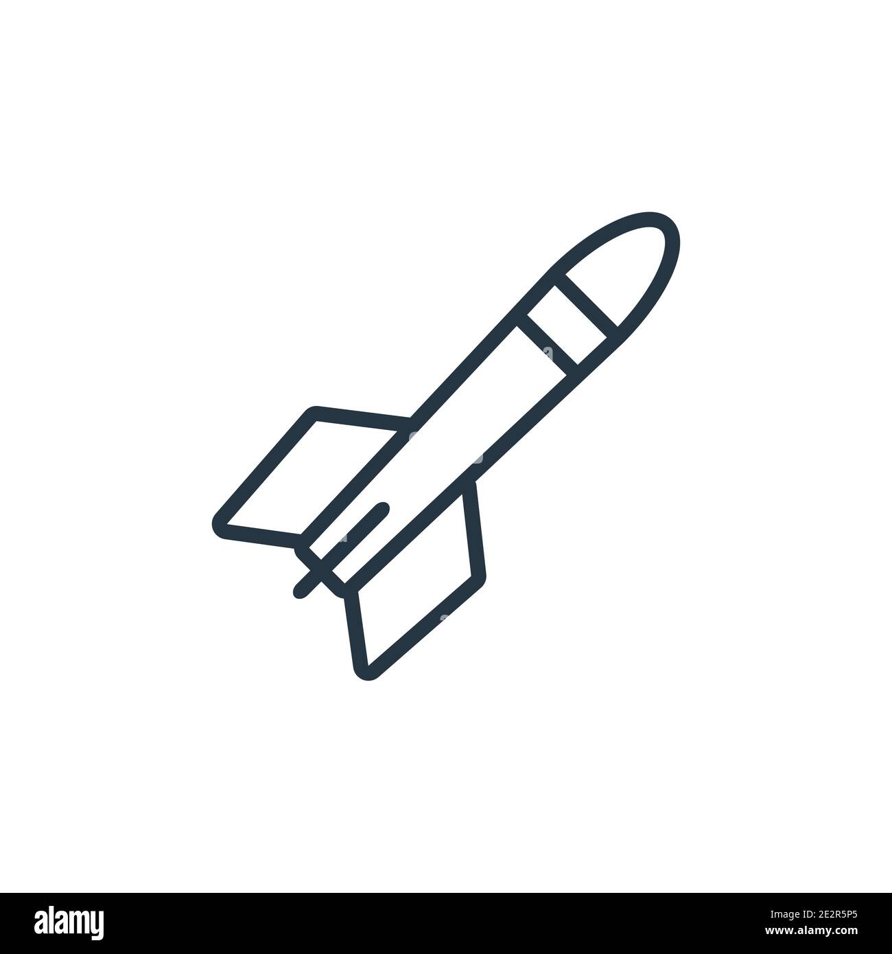 Missile outline vector icon. Thin line black missile icon, flat vector simple element ...
