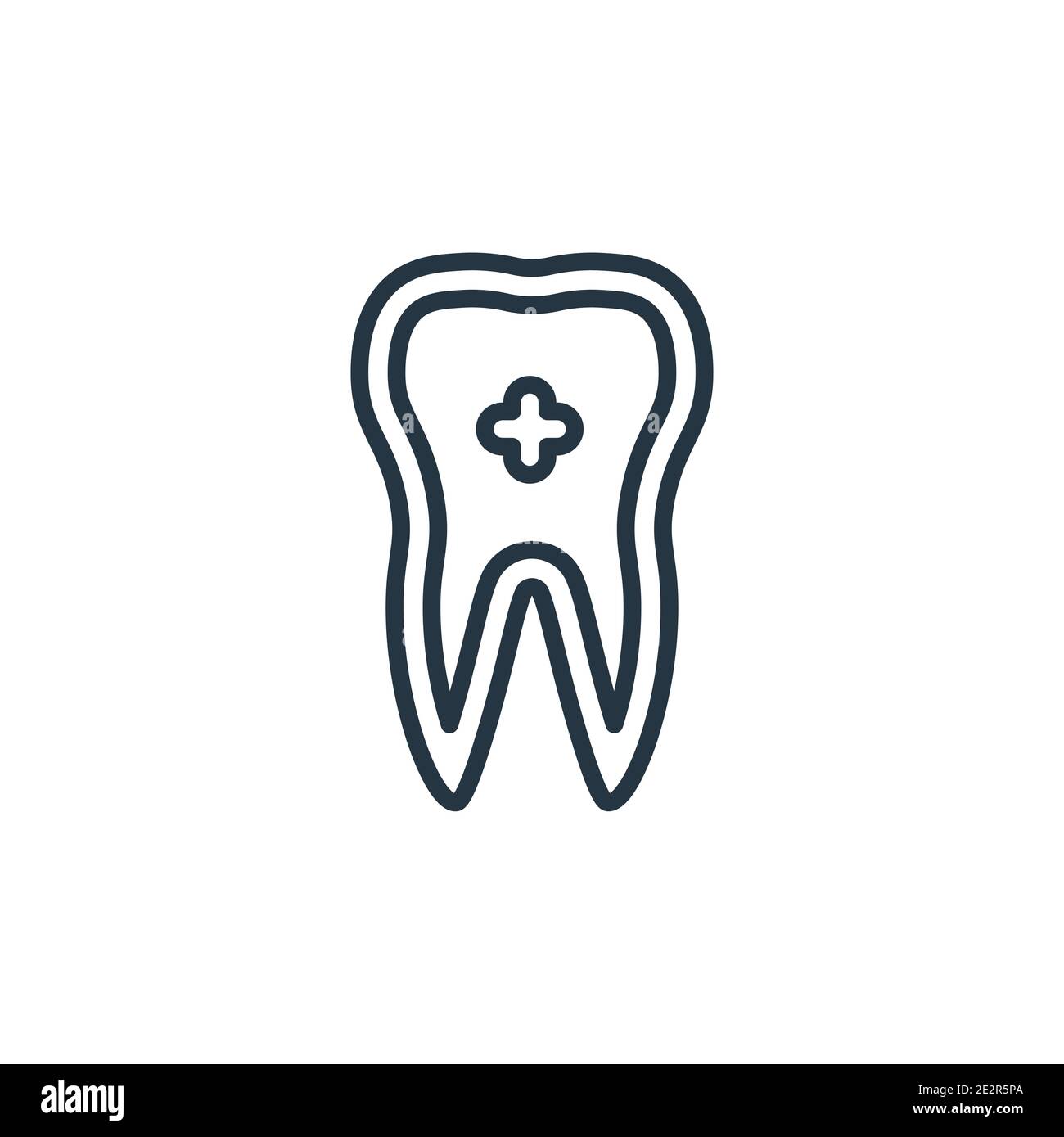Dental outline vector icon. Thin line black dental icon, flat vector ...