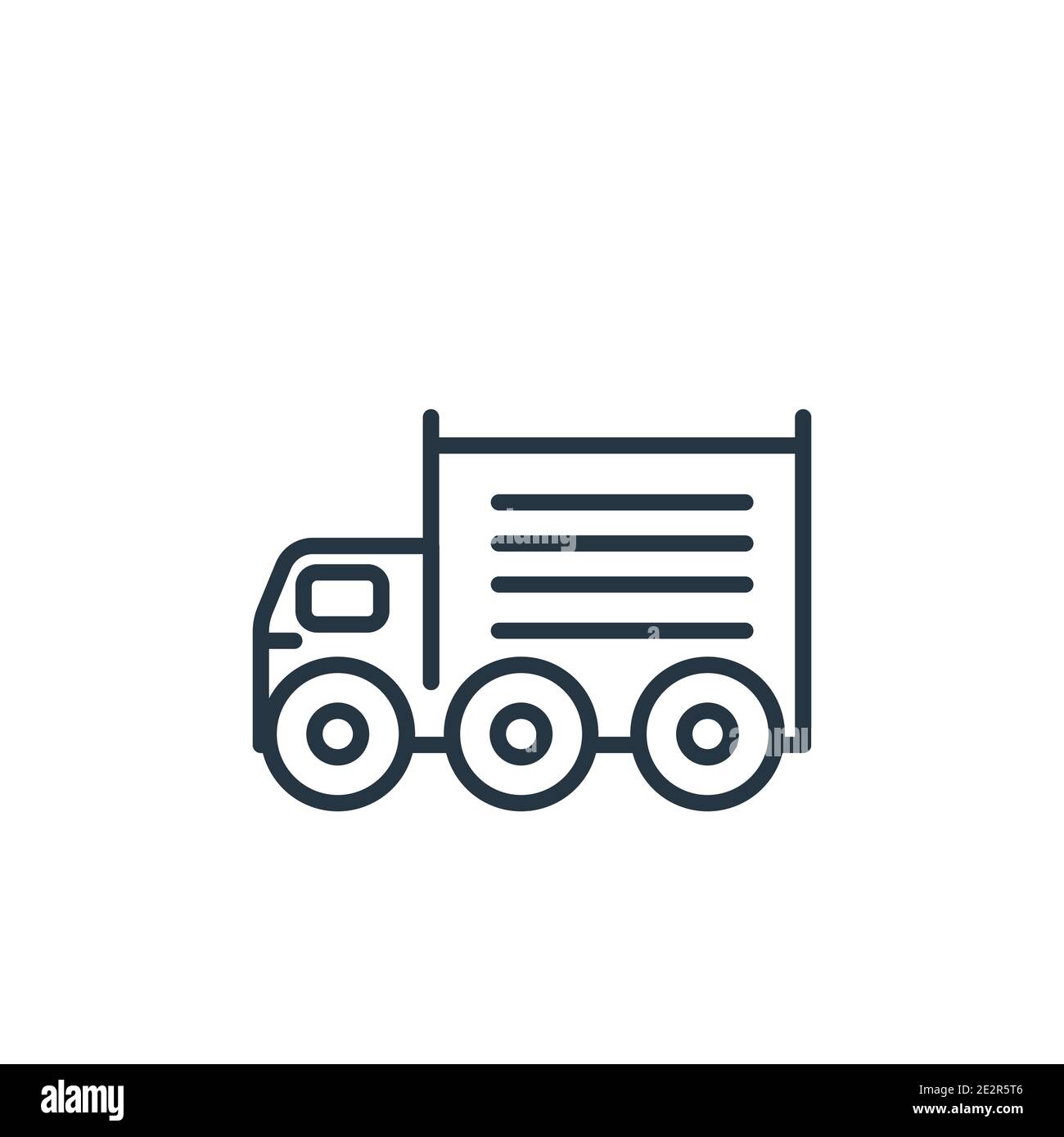 Truck with freight outline vector icon. Thin line black truck with ...