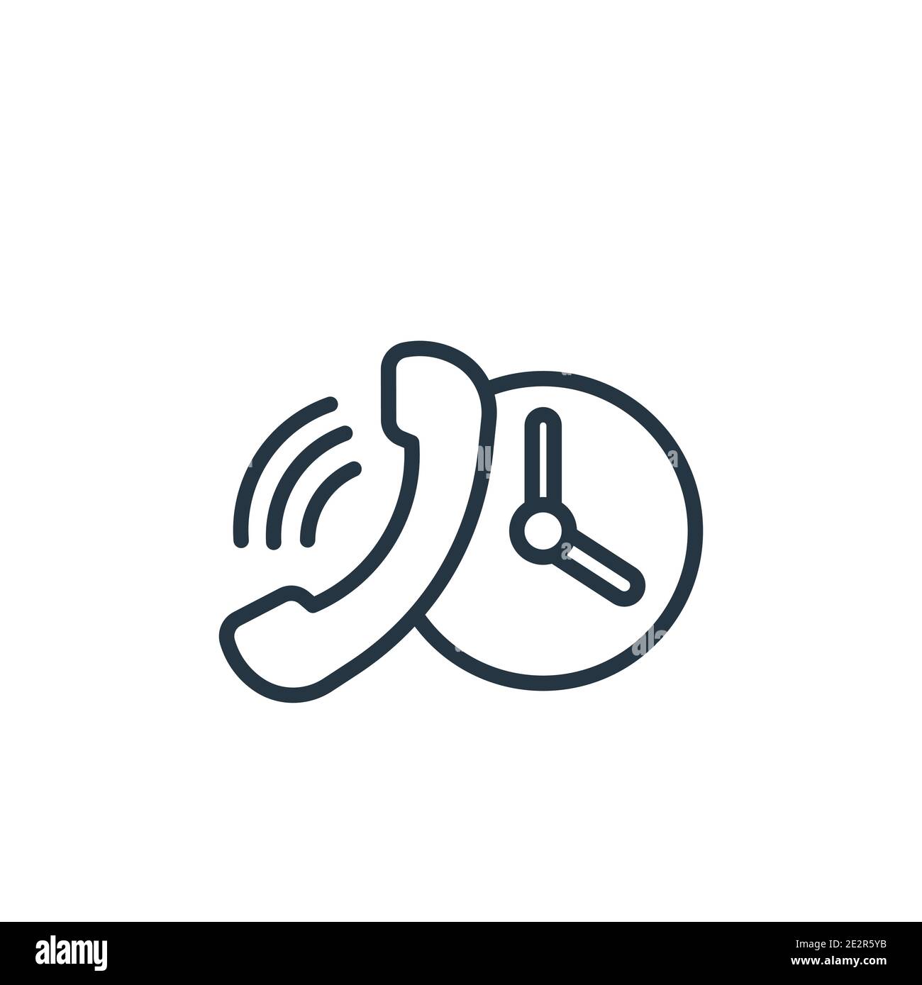 Time call outline vector icon. Thin line black time call icon, flat ...