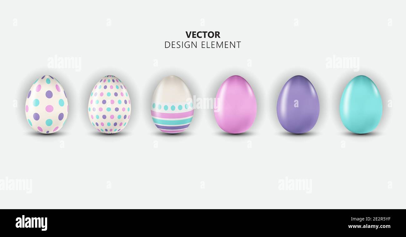 Easter Egg Design Element Collection Set on Light Background. Vector ...