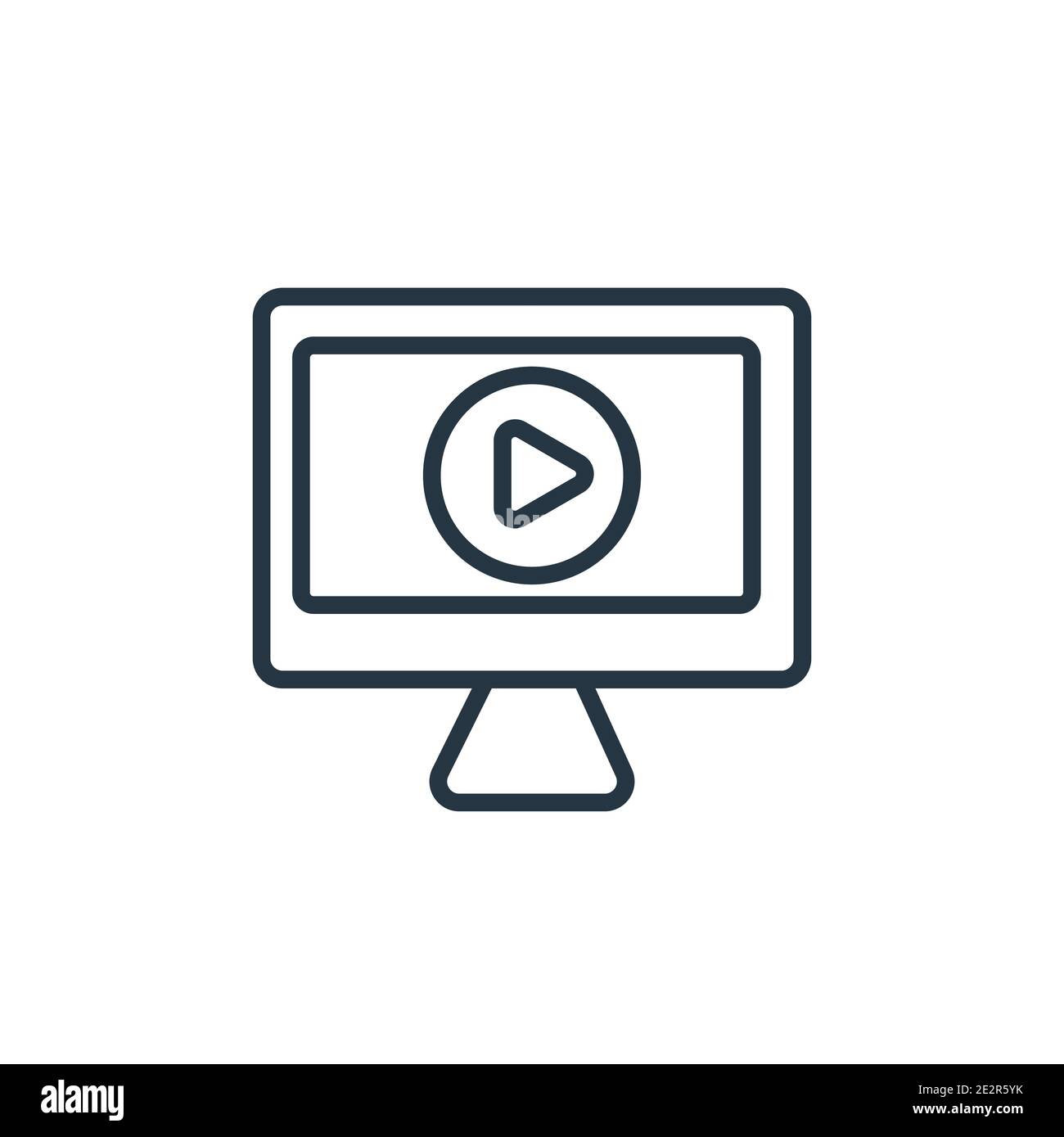Computer video outline vector icon. Thin line black computer video icon ...